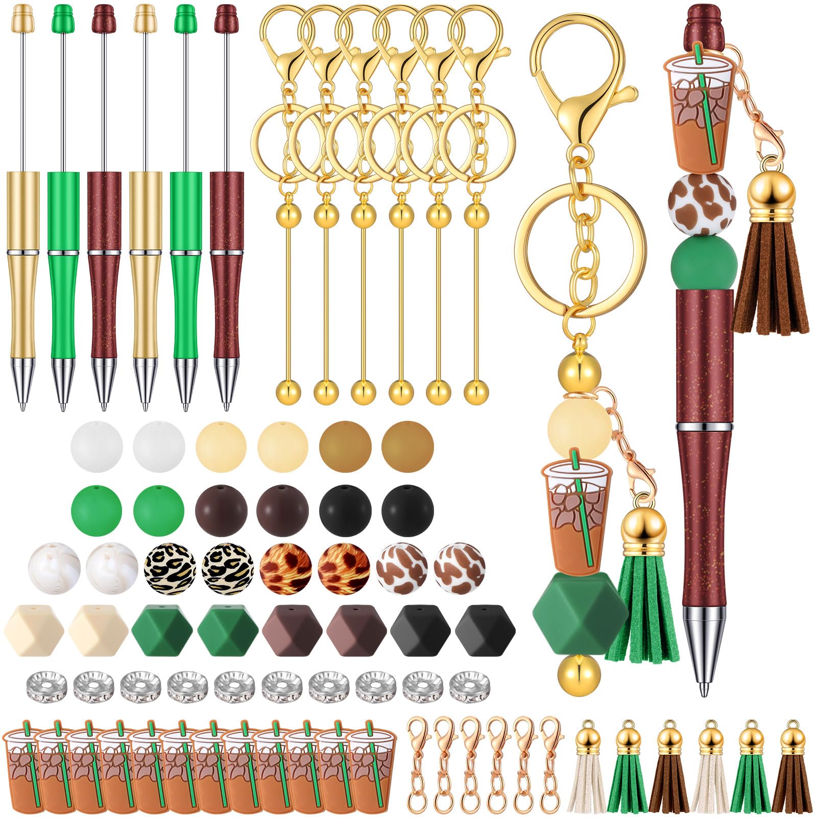 Amazon.com: Colarr 12 Pcs Beadable Pens and Beadable Keychain Bars with ...
