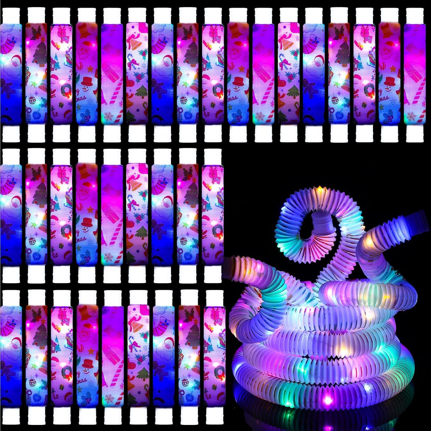 Amazon.com: Lenwen 24 Pack Christmas Glow Light up Tubes Led Sticks ...