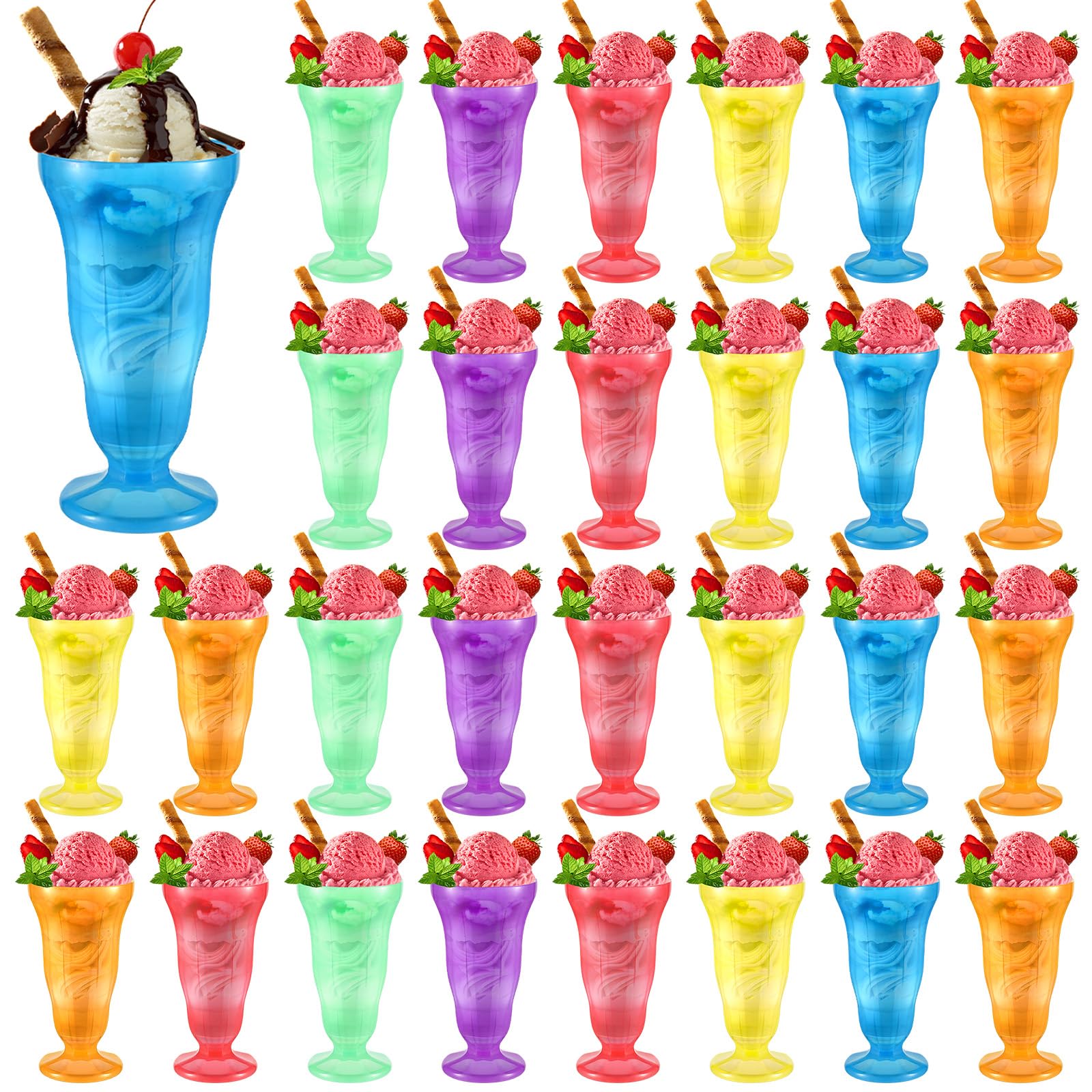 Amazon.com: Jingmore 48 Pack Plastic Milkshake Cups Ice Cream Sundae ...