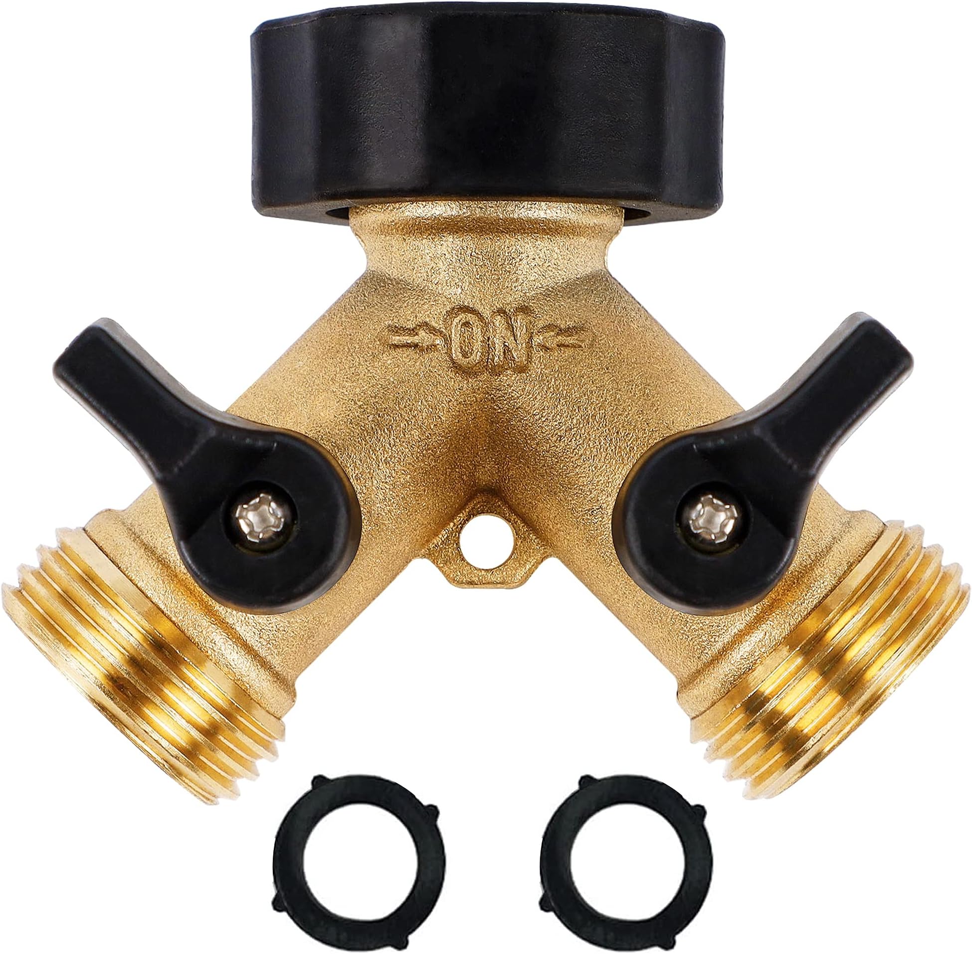 Amazon.com: Brass Garden Hose Splitter 2 way Heavy Duty, Brass Hose Y ...