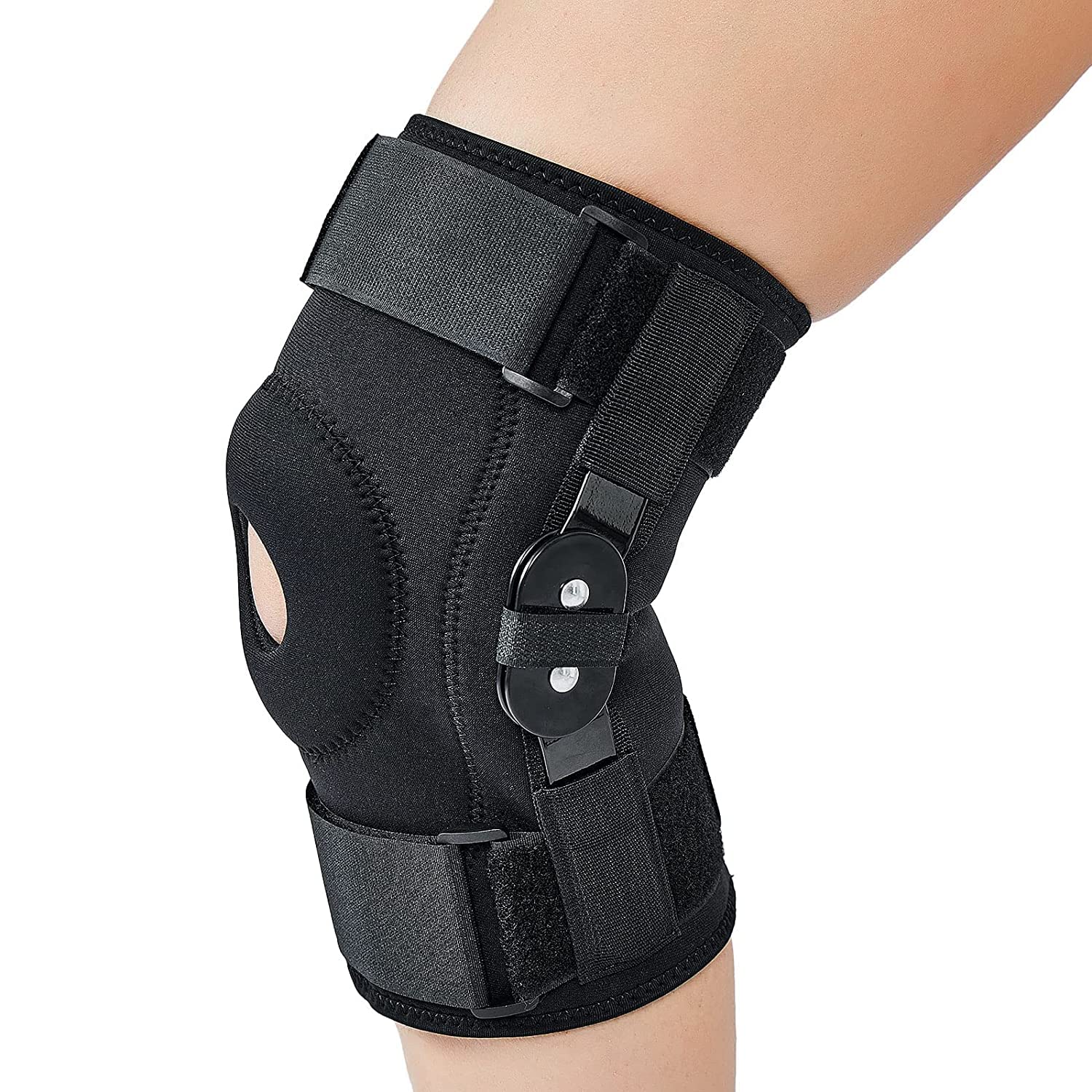 Buy Hinged Knee Brace with Side Stabilizers, Compression Knee Brace for ...