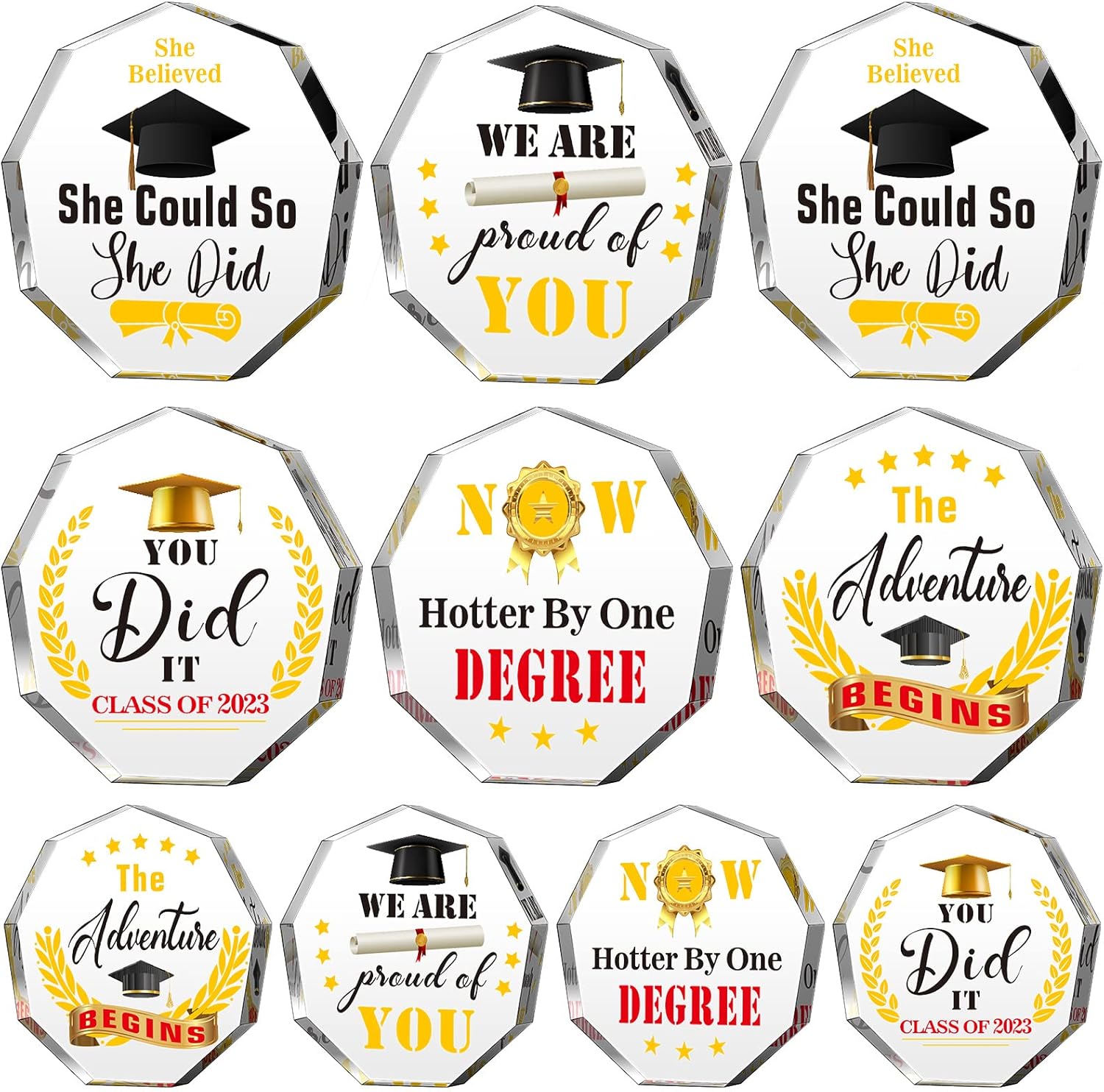 Amazon.com: 10 Pcs 5 Styles 2023 Graduation Plaque Paperweights Gift ...