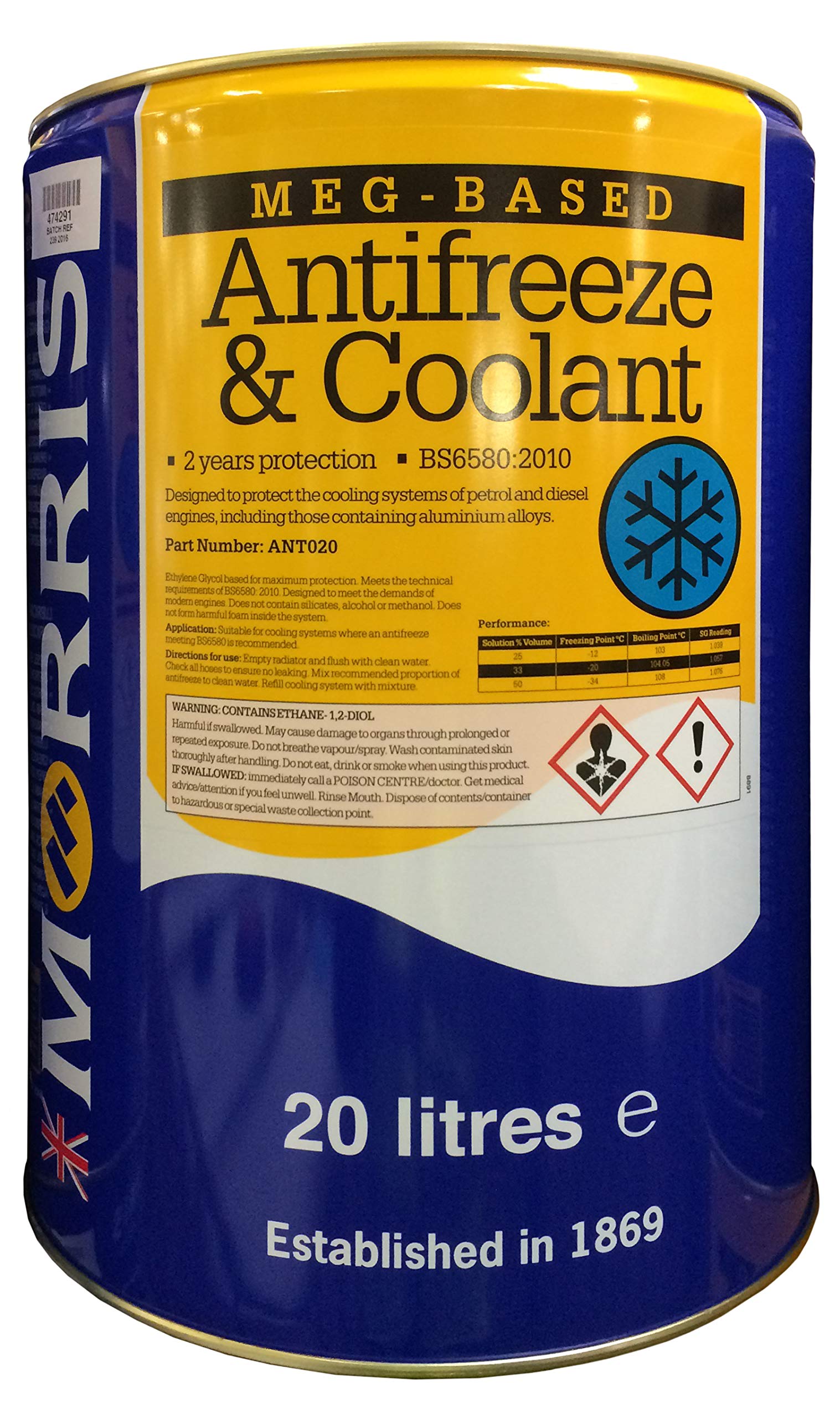 Morris MEG Antifreeze & Coolant - 20 litre : Amazon.co.uk: Automotive
