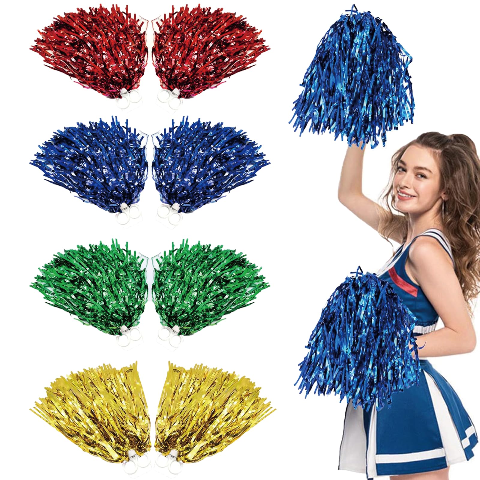 8 Pack Cheerleader Pom Poms, Pom Poms Cheerleading, Cheering Squad Hand ...