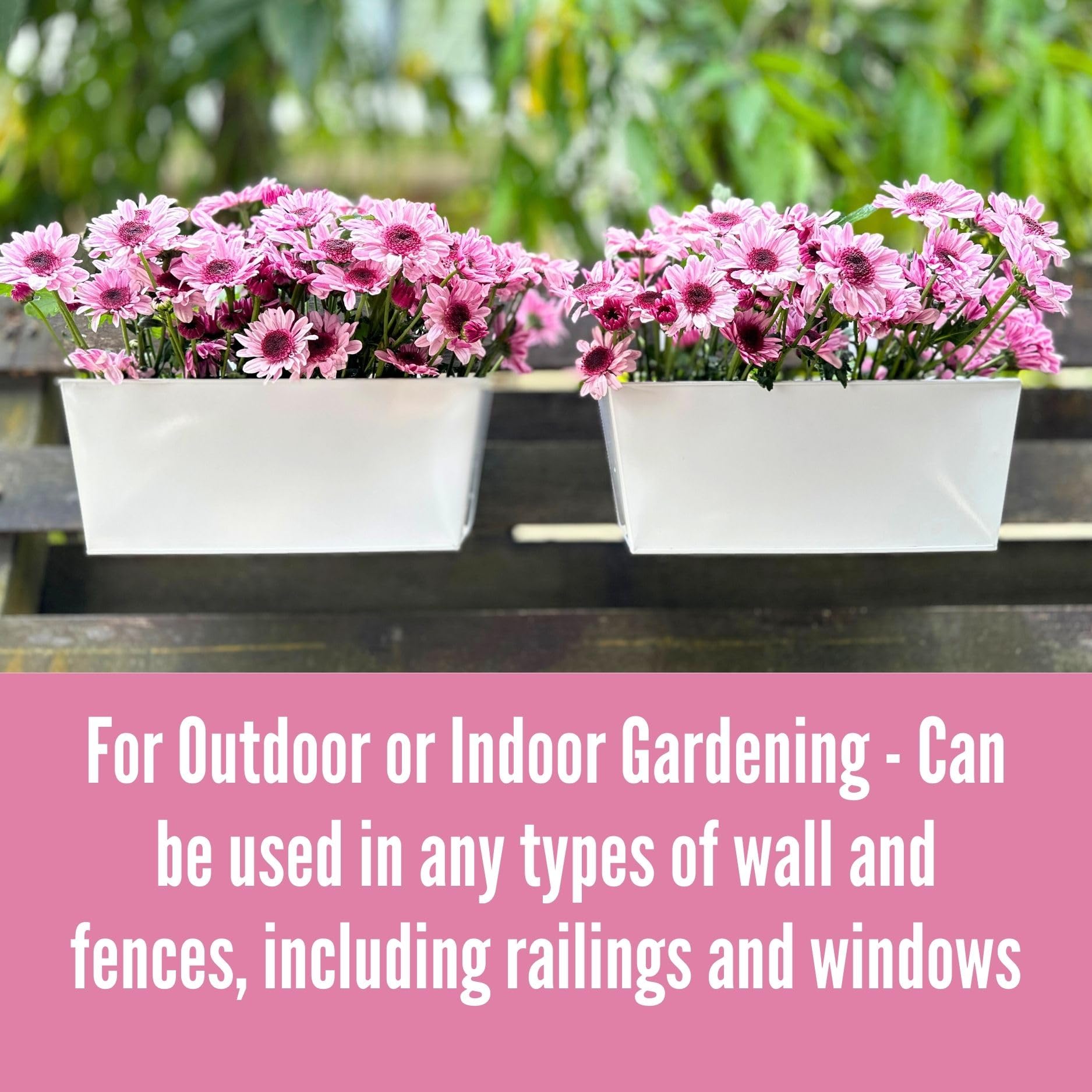 LaLaGreen Outdoor Planter (2 Pack, 16 Inch) Large White Metal Flower ...