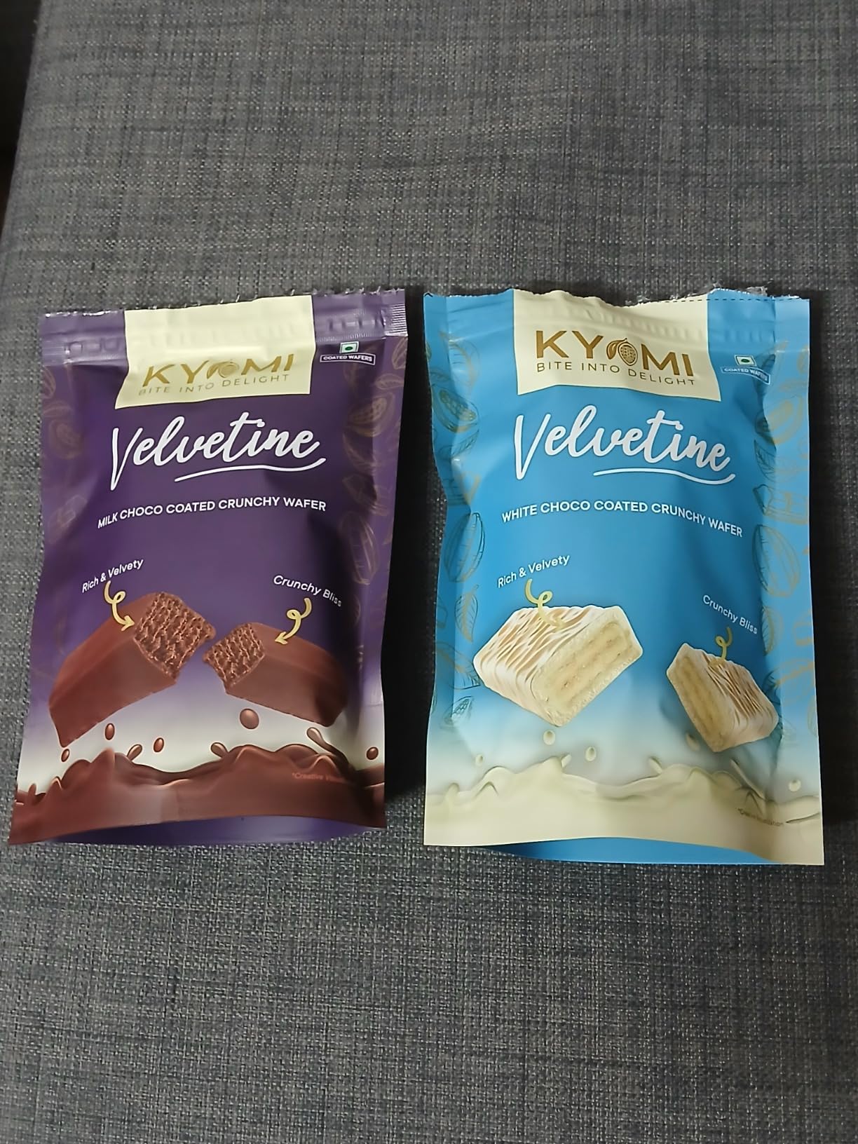 Kyomi Velvetine New launch - Pack of 4 | Milk Choco & White Choco Coated Crunchy Wafers | 80g ...