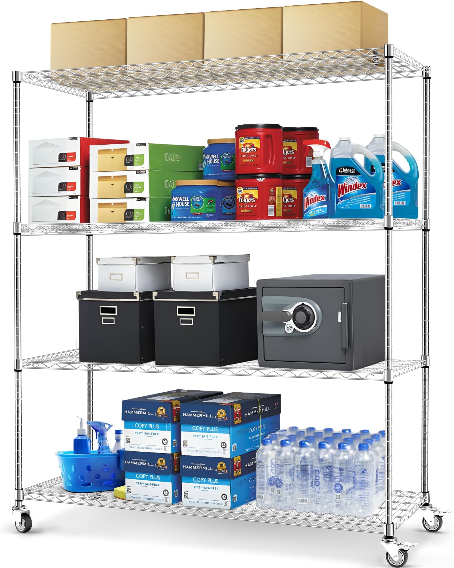 Amazon.com: Rengue Wire Shelving with Wheels, 60"x 24"x72" Metal ...