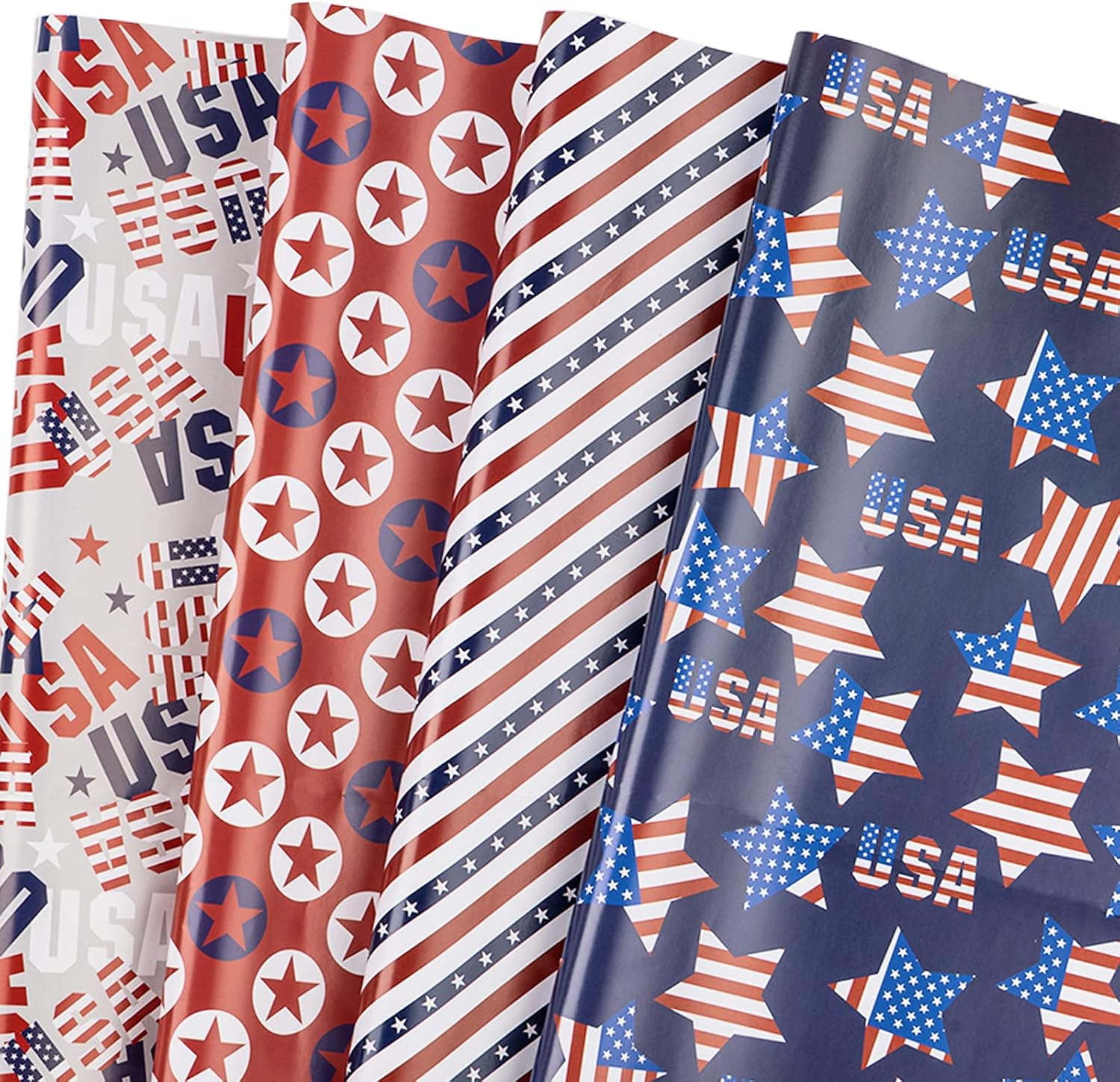 Amazon.com: MAYPLUSS Independence Day Wrapping Paper Sheet - 12 Folded ...