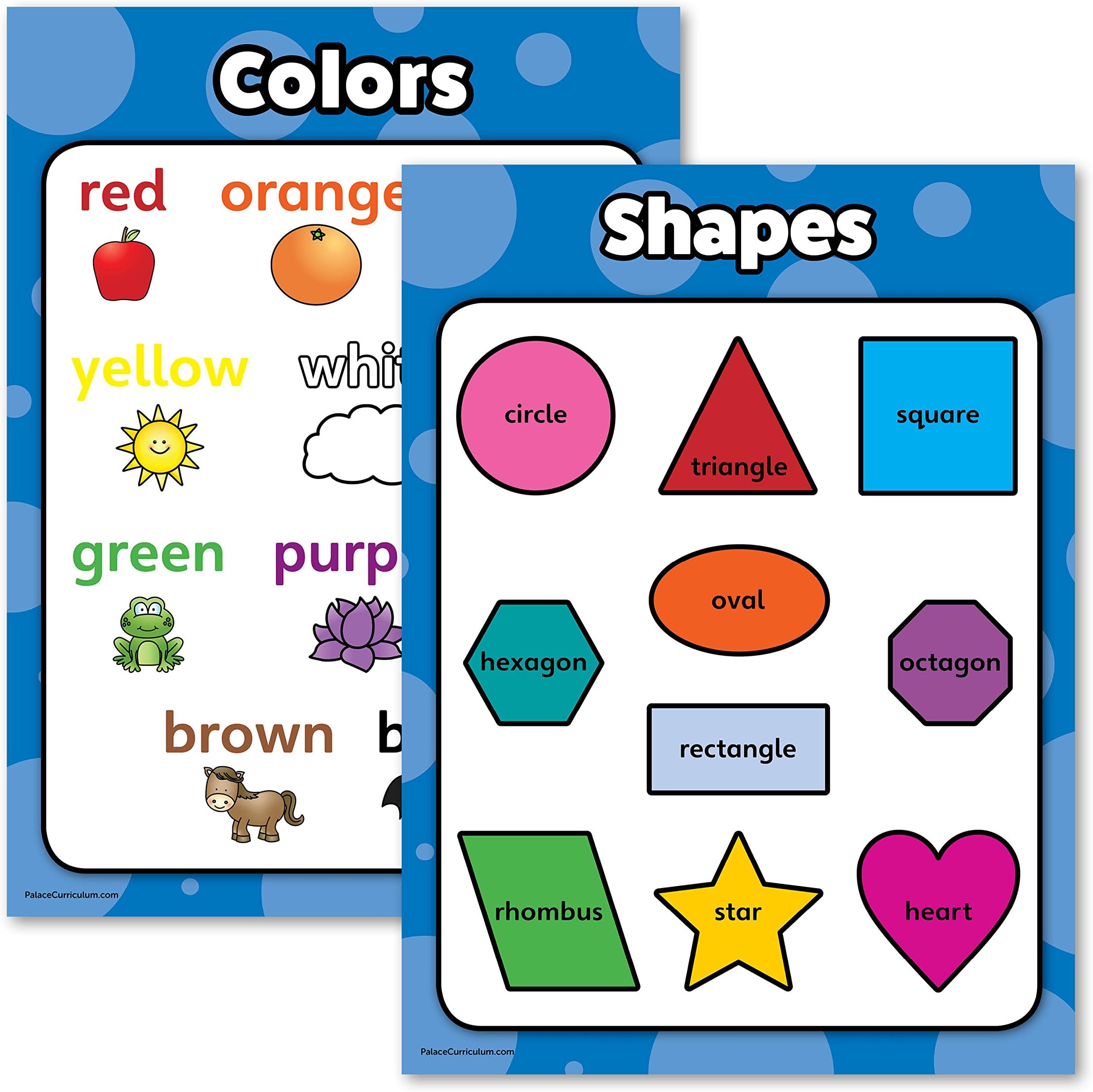 Amazon.com: Palace Curriculum Shapes & Colors Poster Chart Set for Kids ...