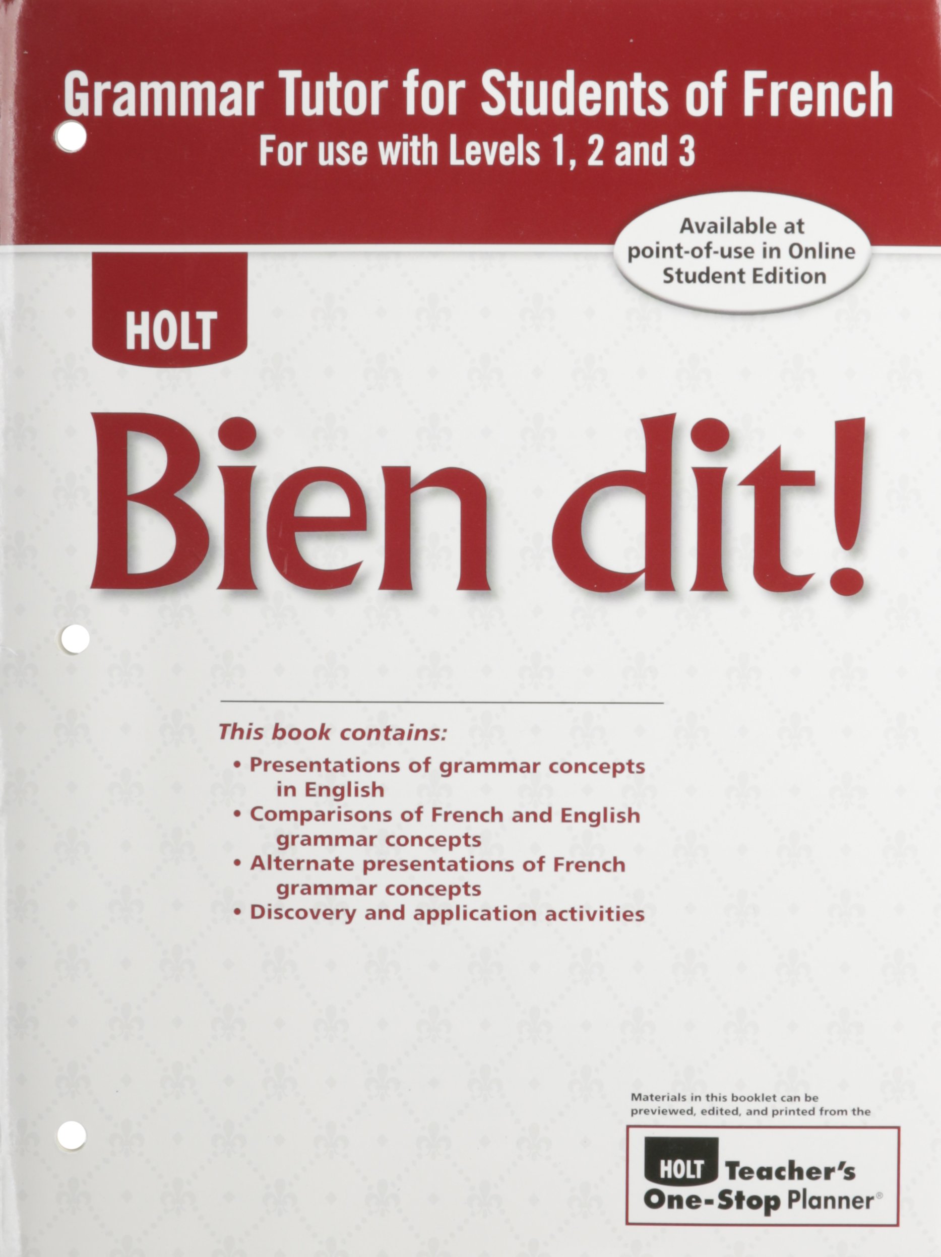 Bien Dit: Grammar Tutor For Students of French, For use with levels 1 ...
