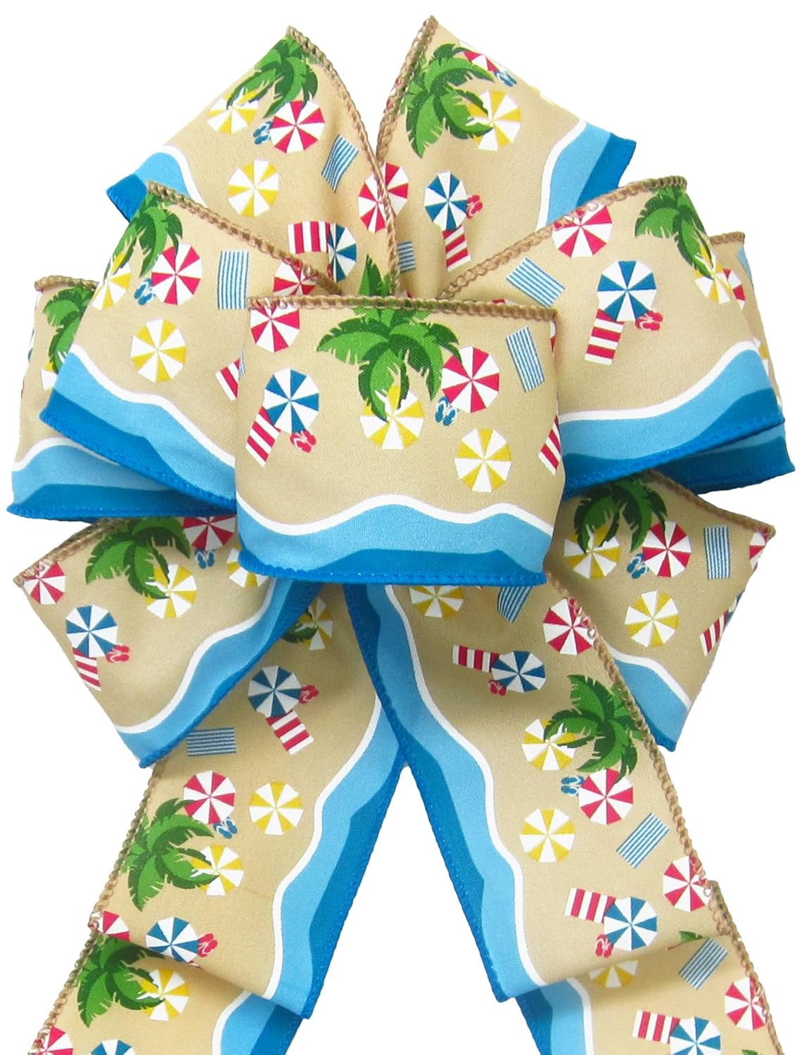Amazon.com: 8" Beach Wreath Bows by Alpine Holiday Bows - Wired ...