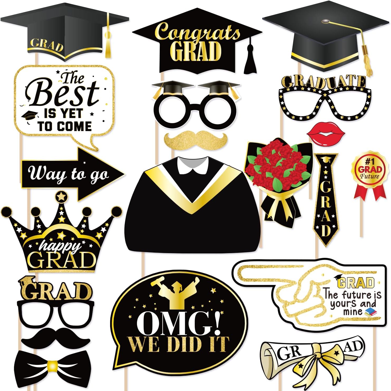 Amazon.com: UP THE MOMENT Graduation Photo Booth Props - 20 Designs ...