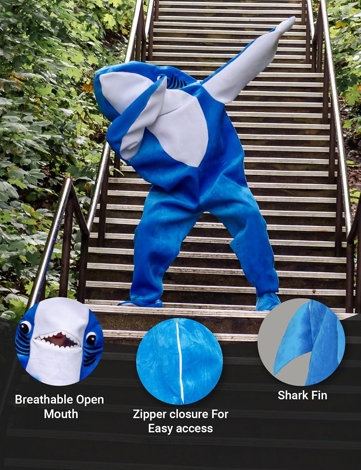 Blue Left Shark Zip Jumpsuit Halloween Costume Nepal | Ubuy