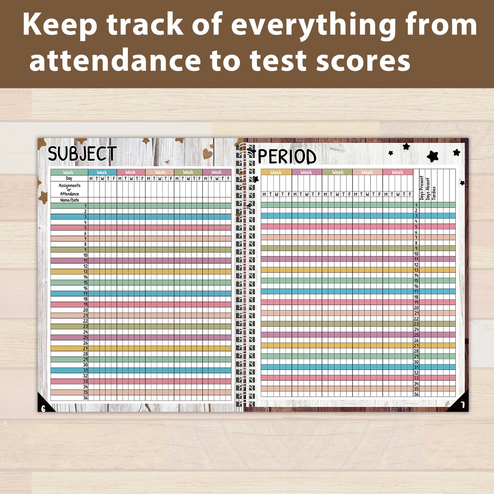 Snapklik.com : Wood Grain Record Book Wood Teacher Record Book Grain ...
