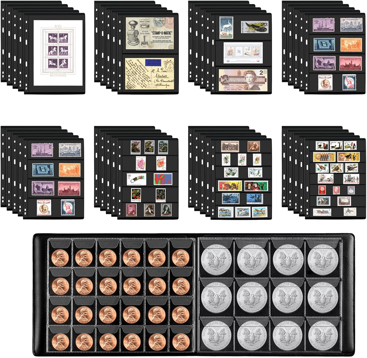 Amazon.com: MUQING Stamp Pages for Stamp Album Binder, Coin Collection ...