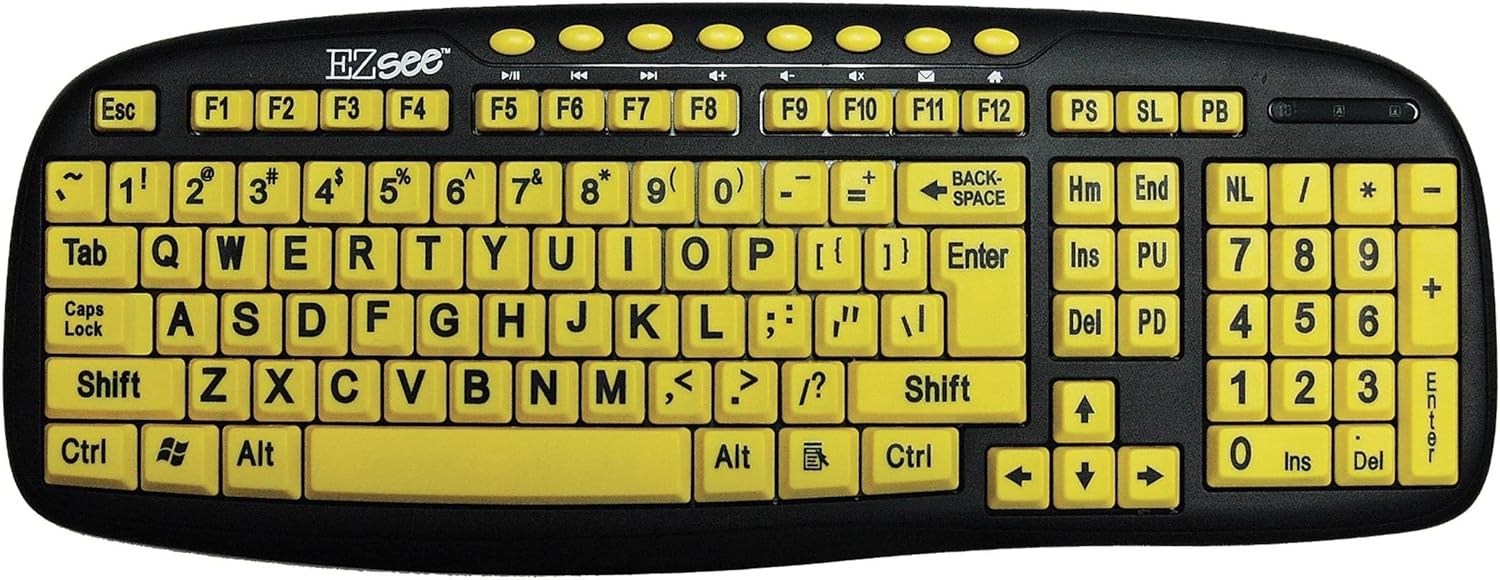 Amazon.com: Ezsee Low Vision Keyboard Large Print Yellow Keys by ...