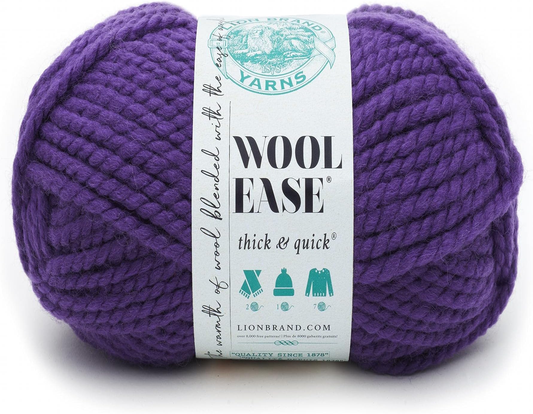Amazon.com: Lion Brand Yarn Wool-Ease Thick & Quick Yarn, Soft and ...