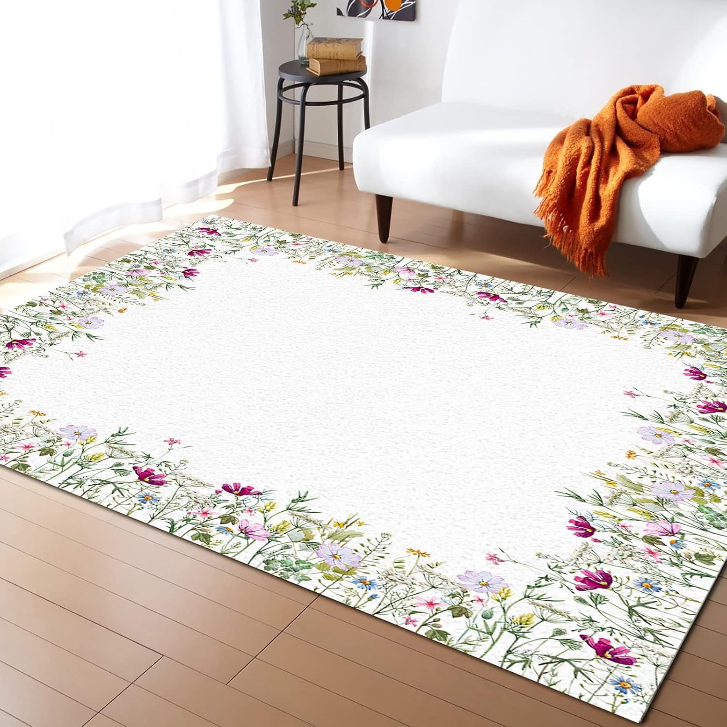 Amazon.com: ANNAMALL Area Rug, Floral Print Wildflowers Spring ...