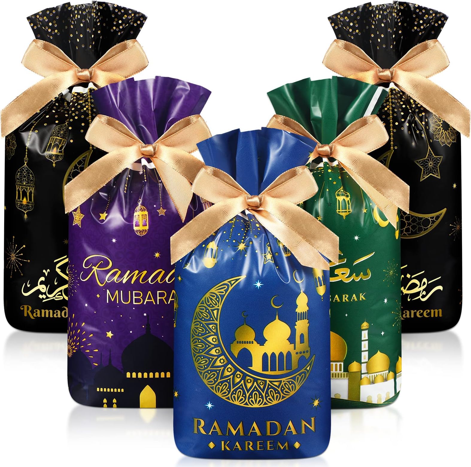 Amazon.com: Funrous 40 Pcs Eid Mubarak Gift Bags Plastic Treat Bags ...