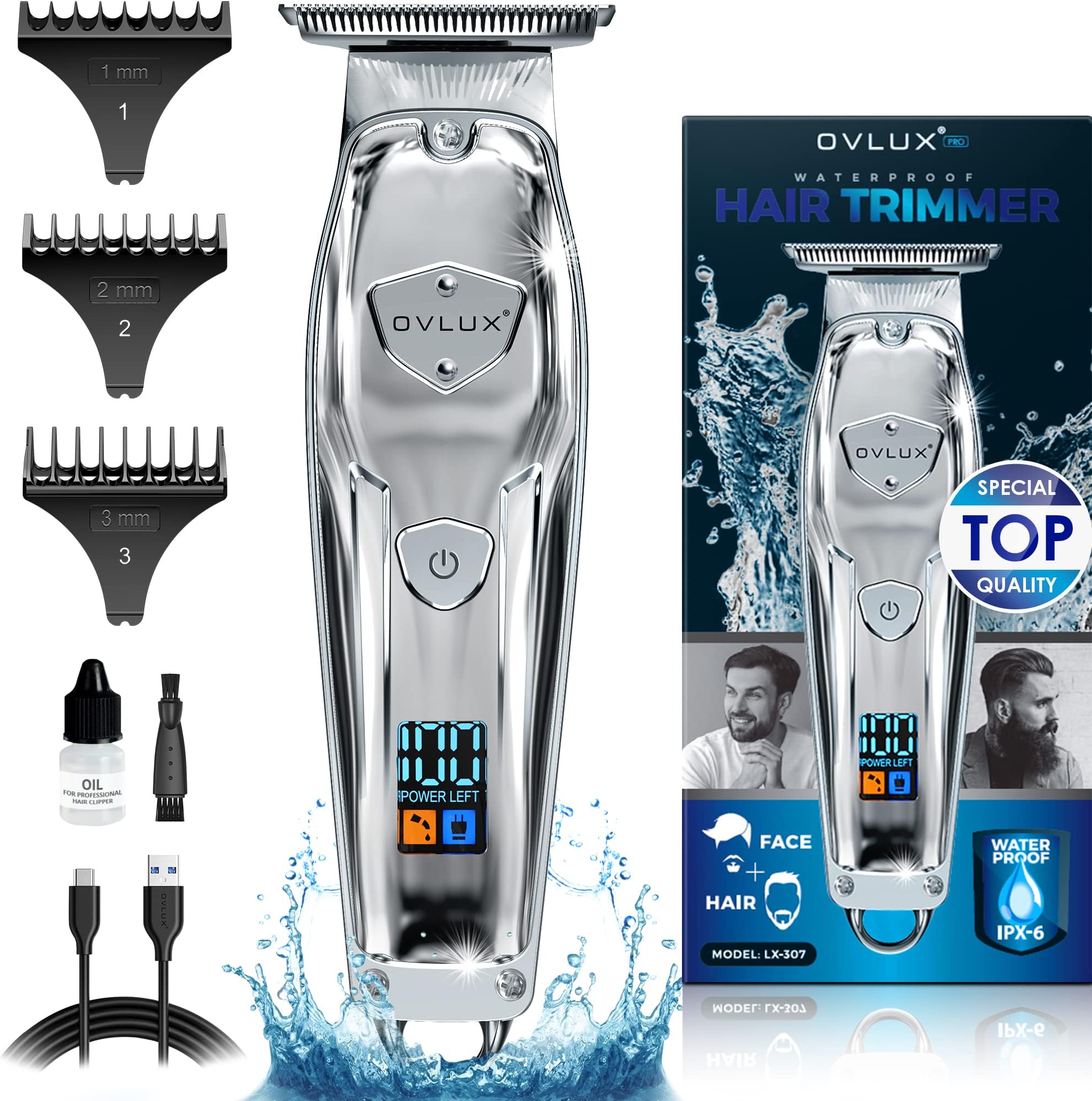 Amazon.com: OVLUX [Waterproof] Full Metal Professional Hair Trimmer for ...