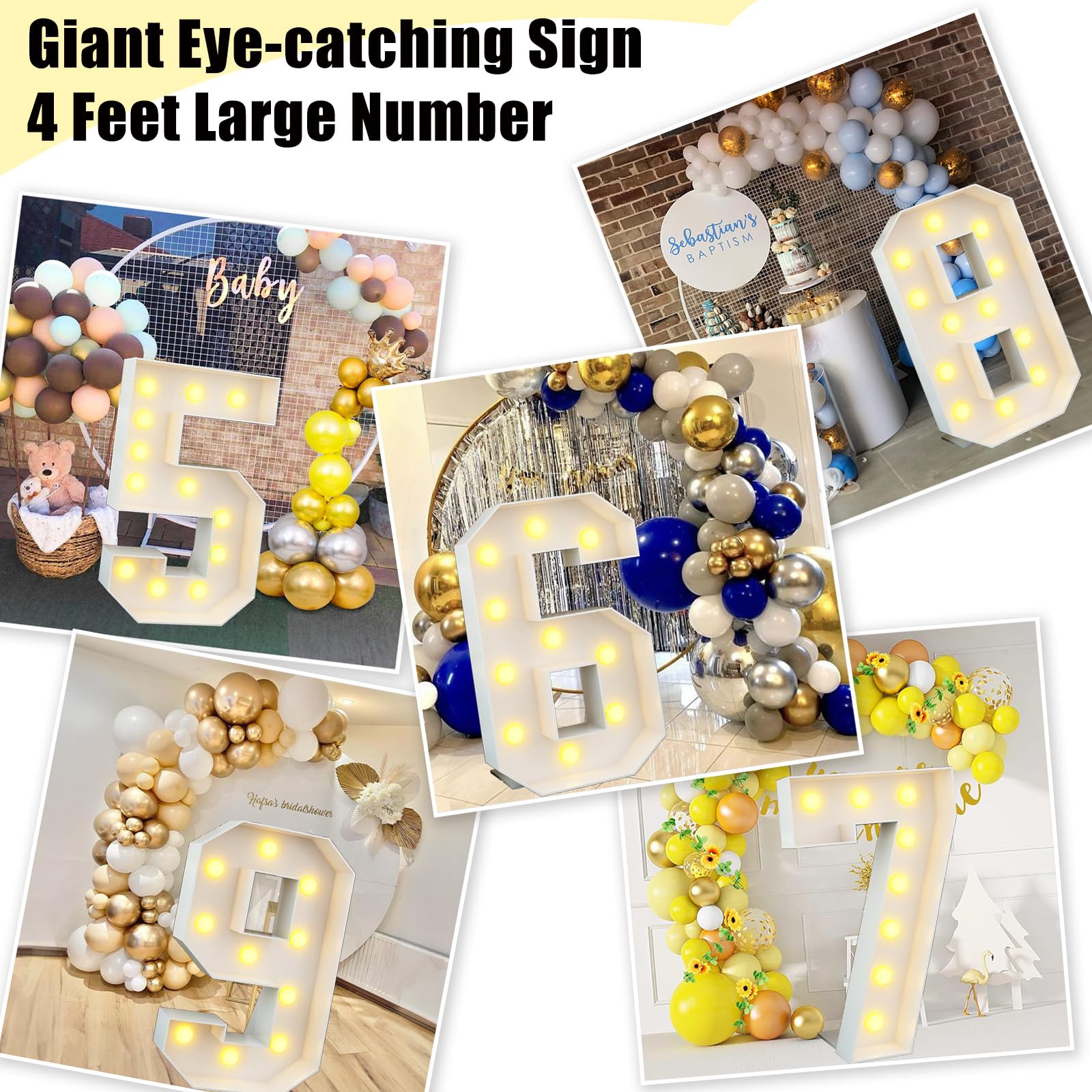 Snapklik.com : Light Up Number 8 White Large Marquee 4ft Numbers
