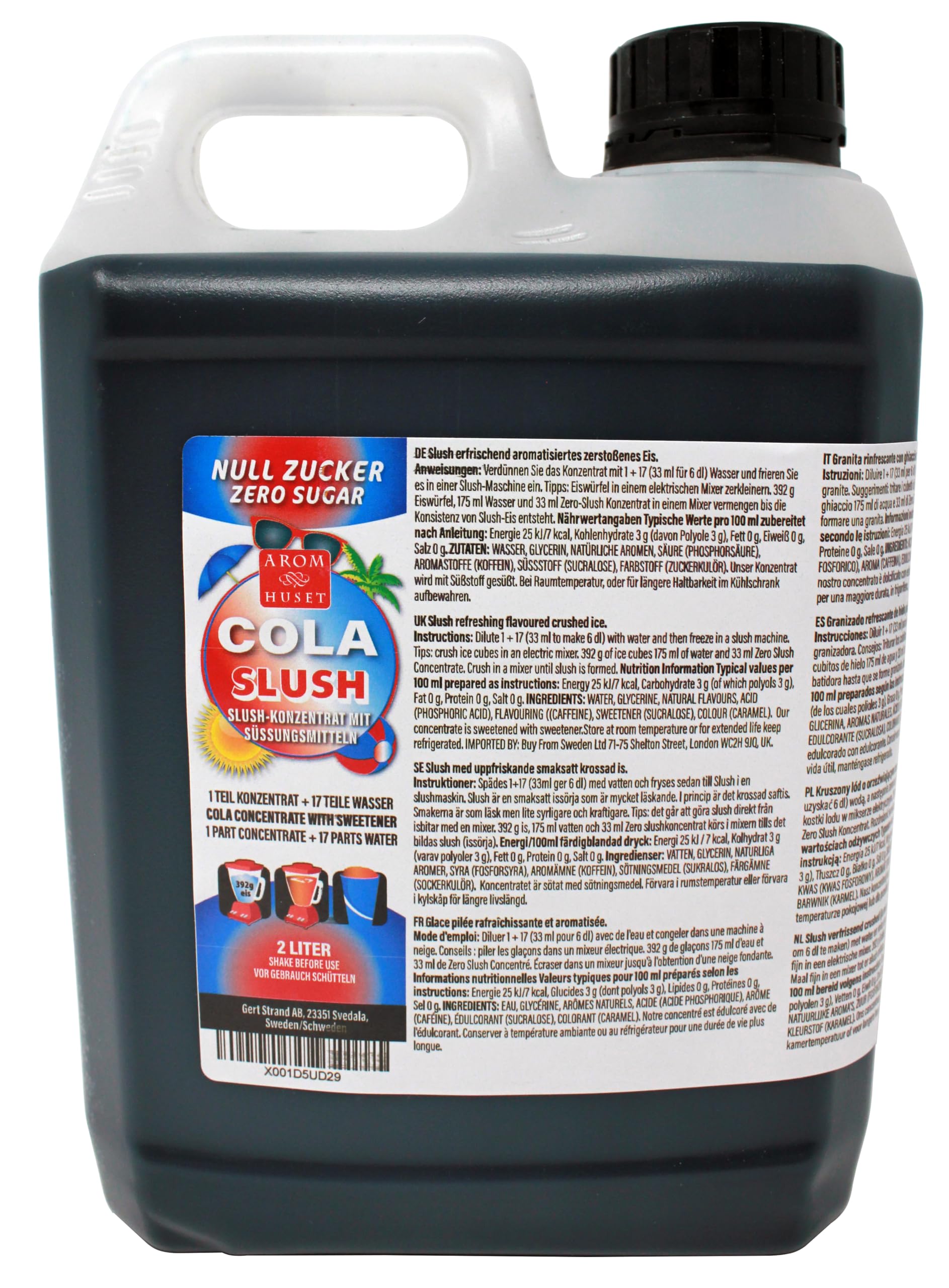 Aromhuset Zero Cola Slush Concentrate 2 Litres Sugar Free Frozen ...