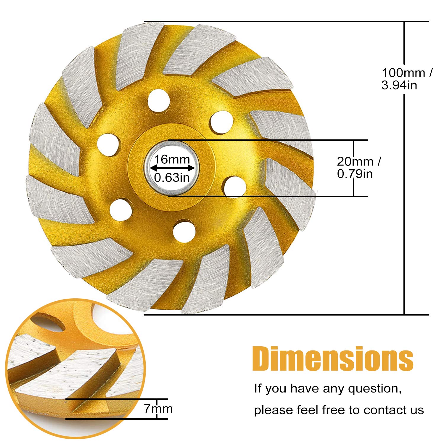 Snapklik.com : Concrete Grinding Wheel, 4 Double Row Diamond Cup ...