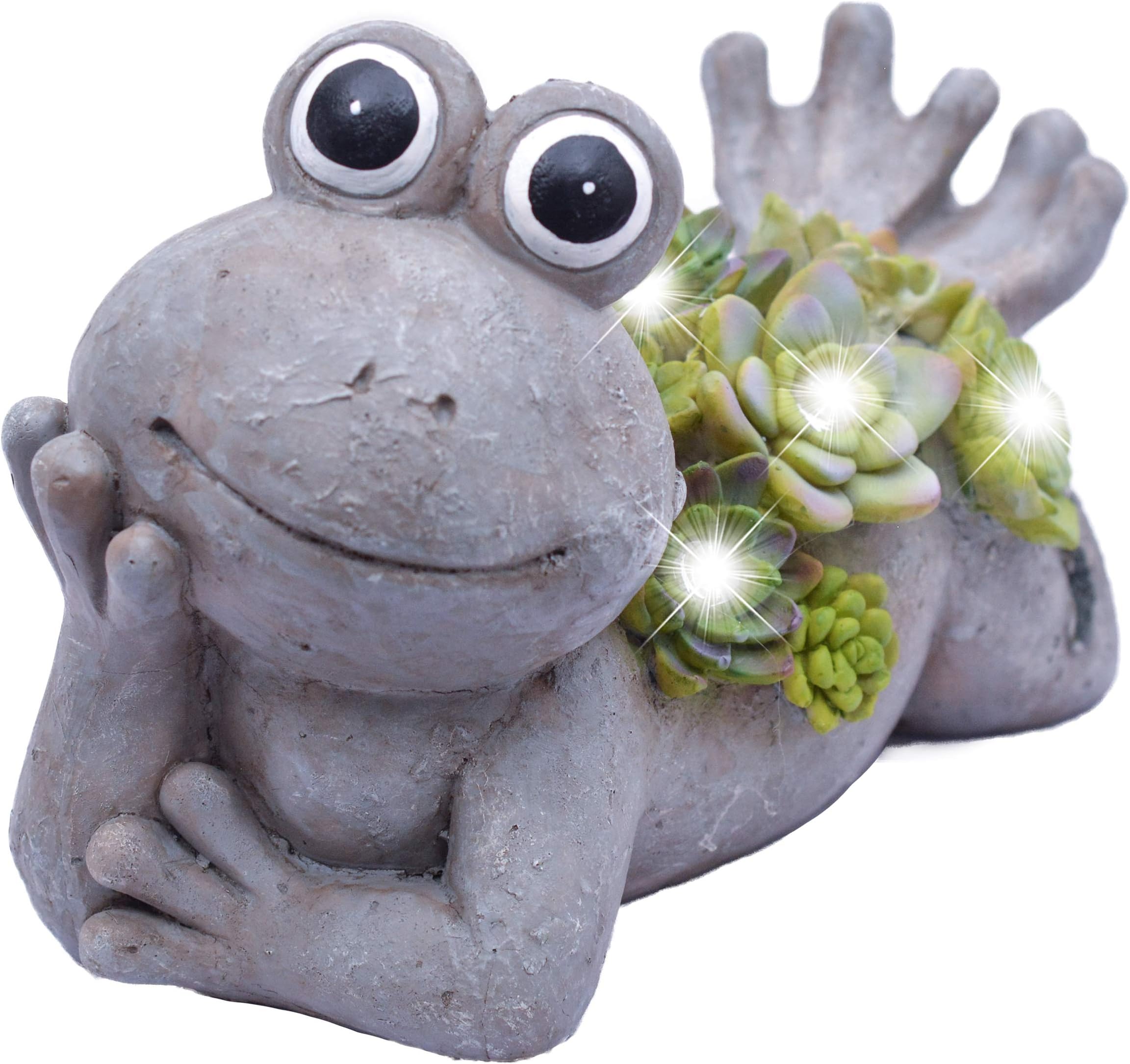 TERESA'S COLLECTIONS 11cm Solar Frosch Gartendeko für Draußen LED ...