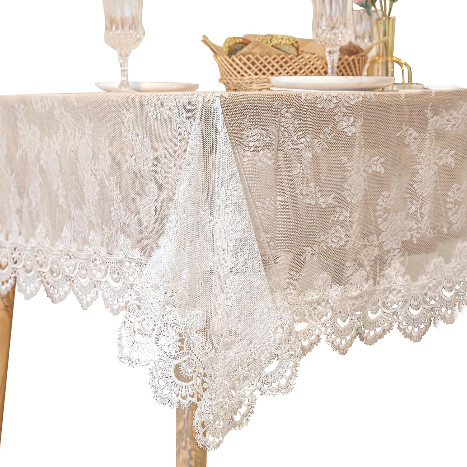 Amazon.com: Qubjus 2-Piece Waterproof Tablecloth Set - Crystal Clear ...