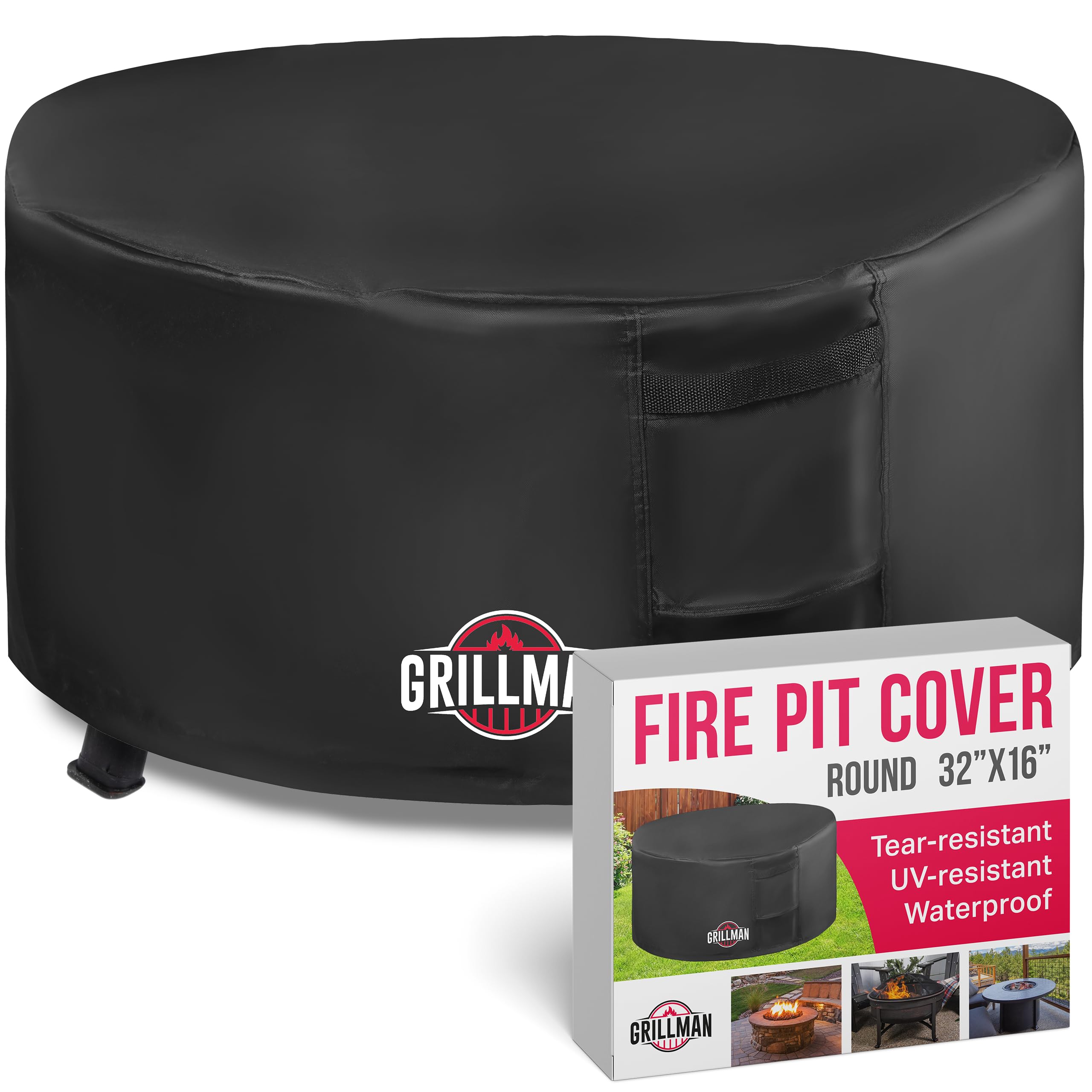 Amazon.com : Heavy Duty Fire Pit Covers, Fit 32x16 Inch Round Gas Fire ...