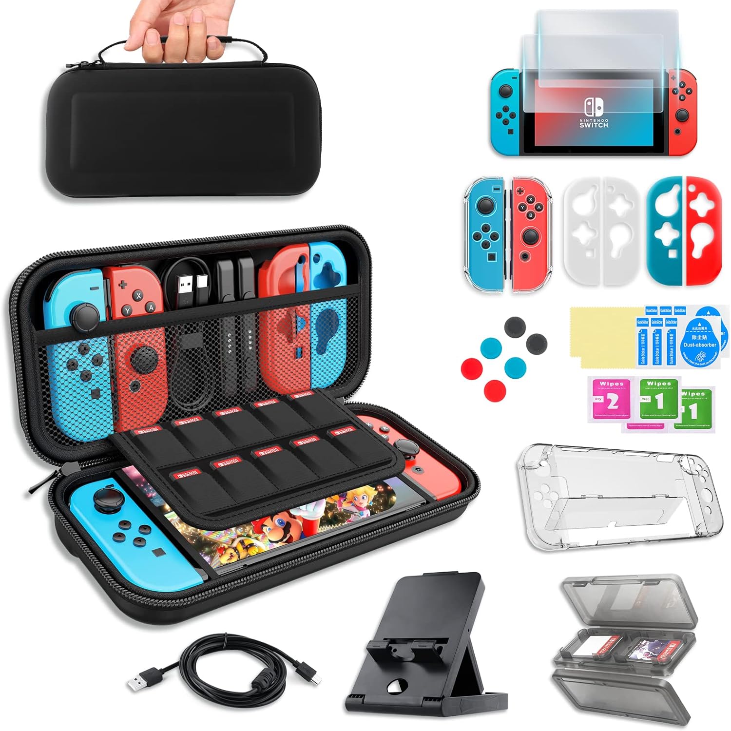 Estuche Kit de protección para Nintendo Switch OLED 22 en 1, Funda de ...