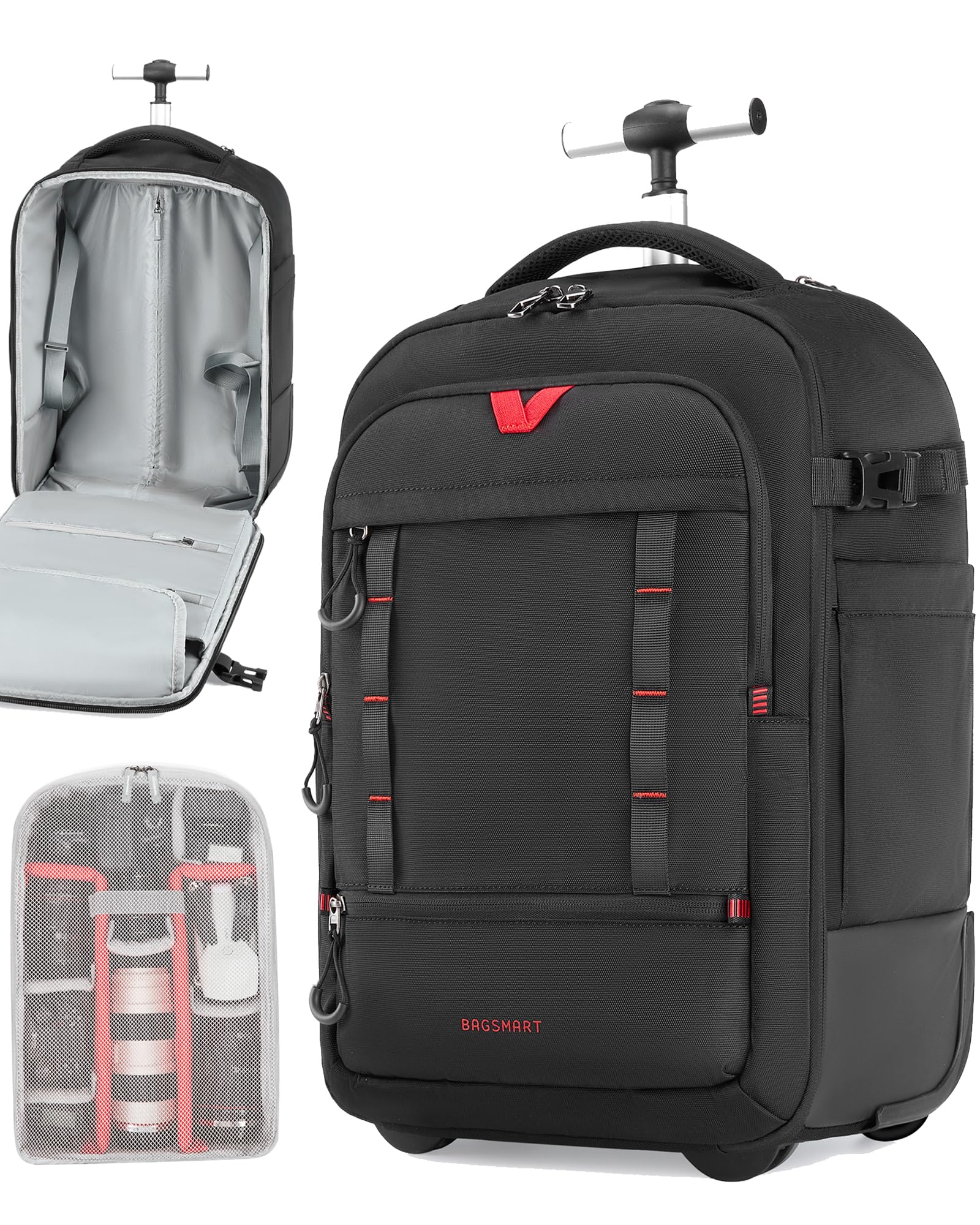 Amazon.com : BAGSMART Rolling Camera Bag, Camera Backpack for DSLRs ...