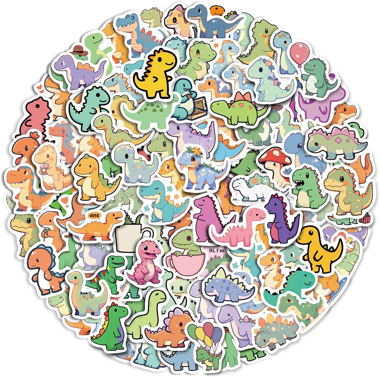 Amazon.com: Aowplc Dinosaur Stickers 100 Pcs Realistic Dinosaur Vinyl ...