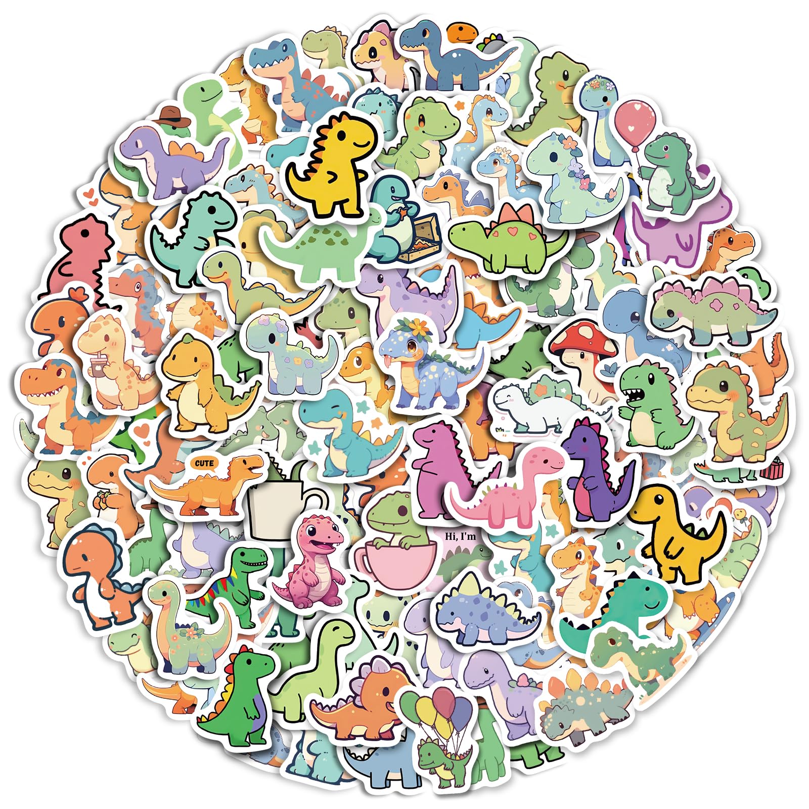 Amazon.com: Aowplc 100 Pcs Cute Dinosaur Stickers Pack | Vinyl Stickers ...