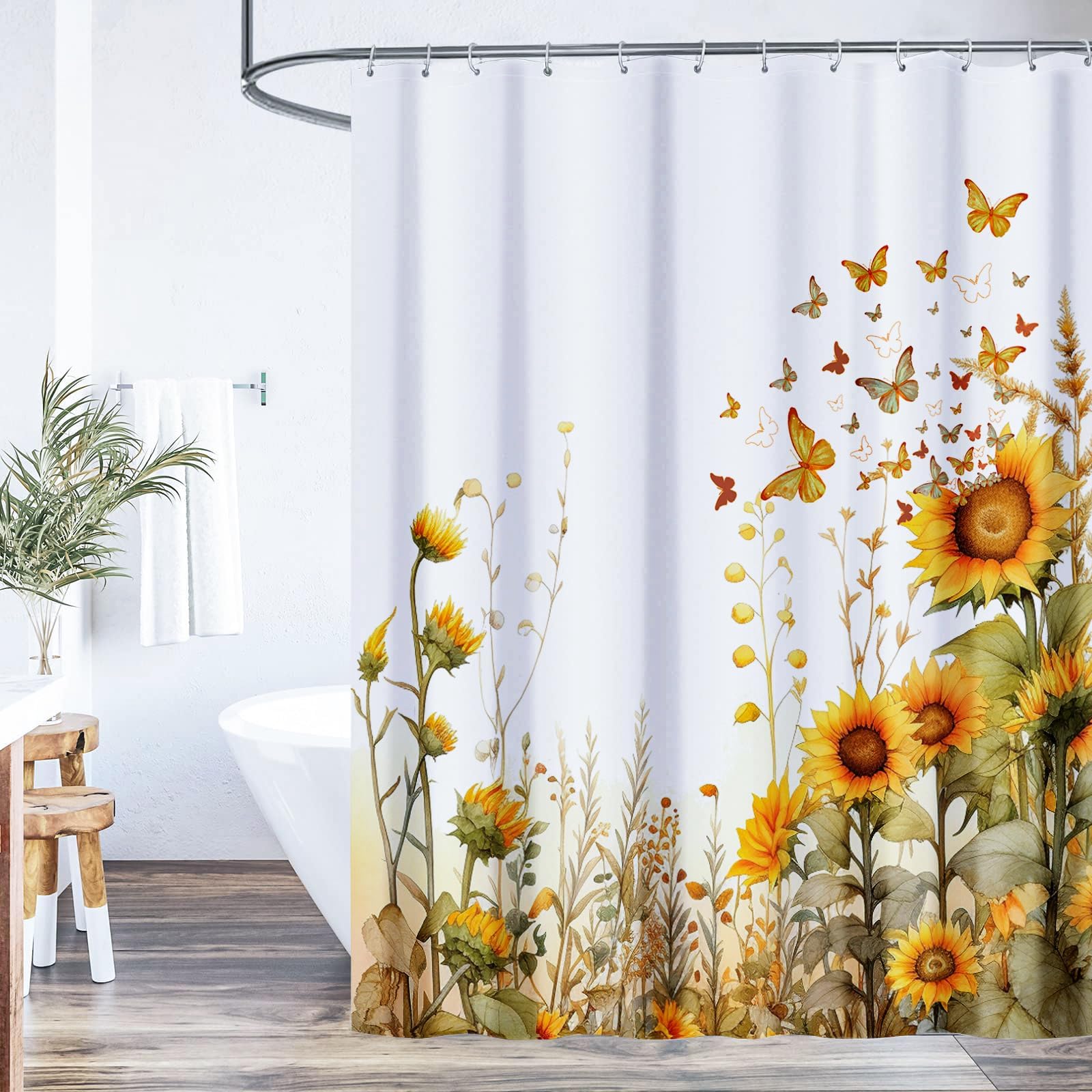 Amazon.com: Shocur Sunflower Shower Curtain, Spring Rustic Farmhouse ...
