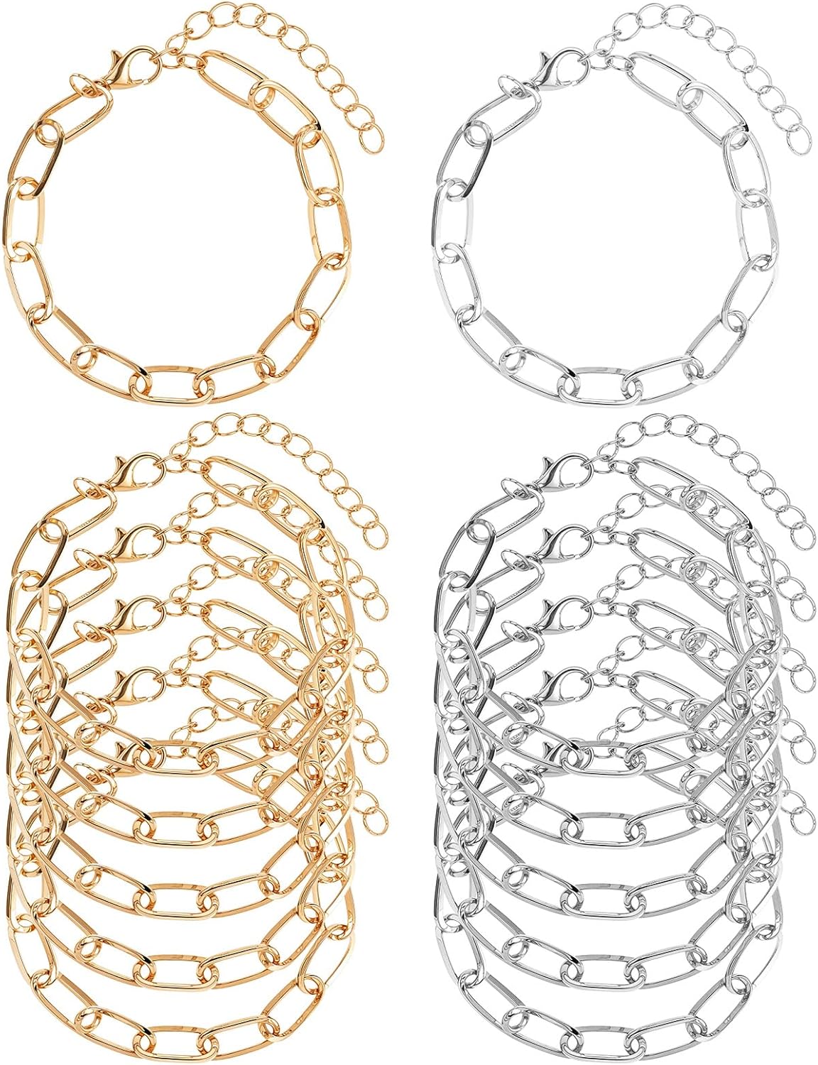 Amazon.com: 12 Pcs Charm Bracelet Making Kit Gold Silver Paperclip ...