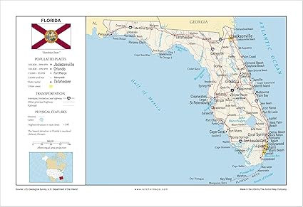 Amazon.com : 13x19 Florida General Reference Wall Map - Anchor Maps USA ...