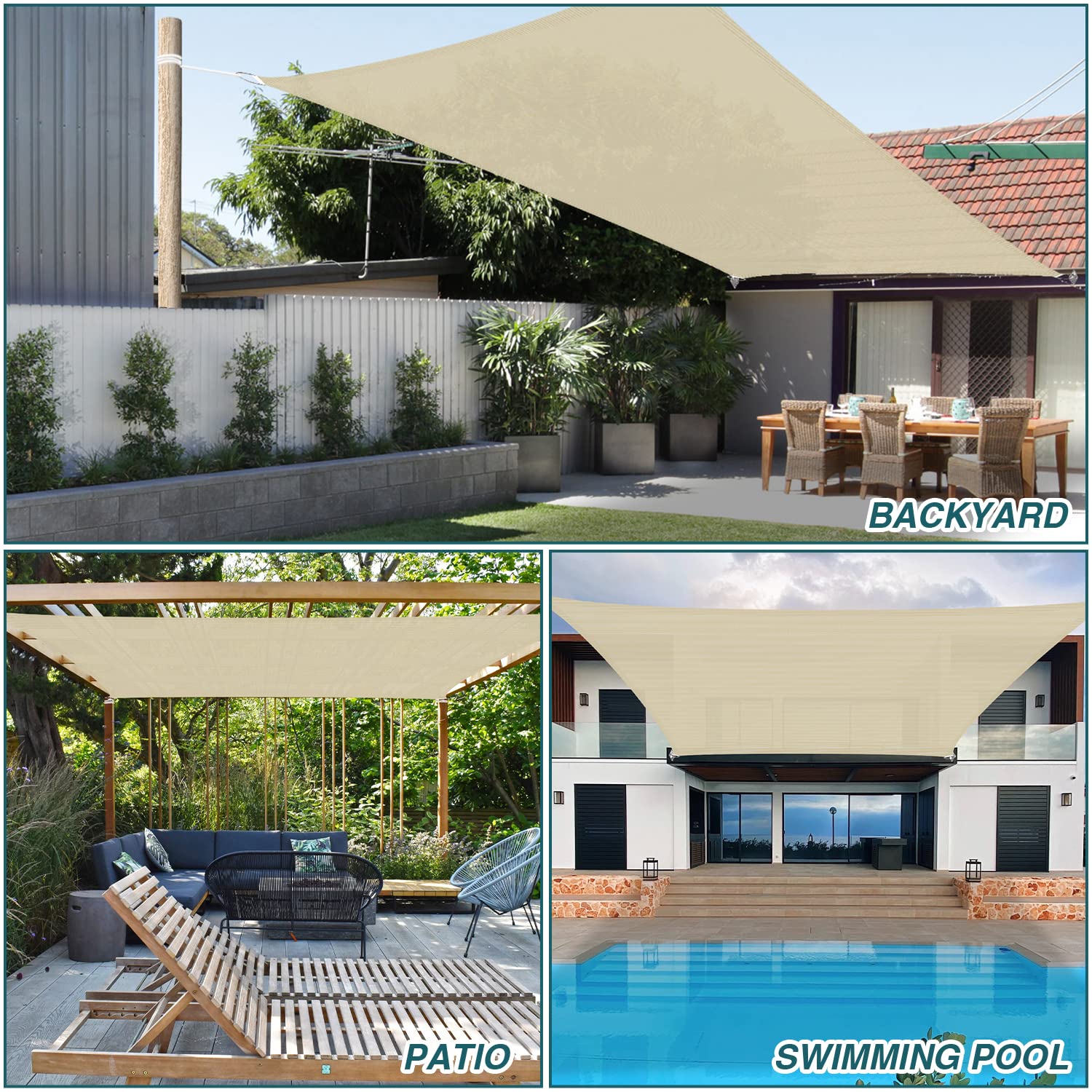 Snapklik.com : ECOOPTS 14x14 HDPE Sun Shade Sail Rectangle Canopy ...