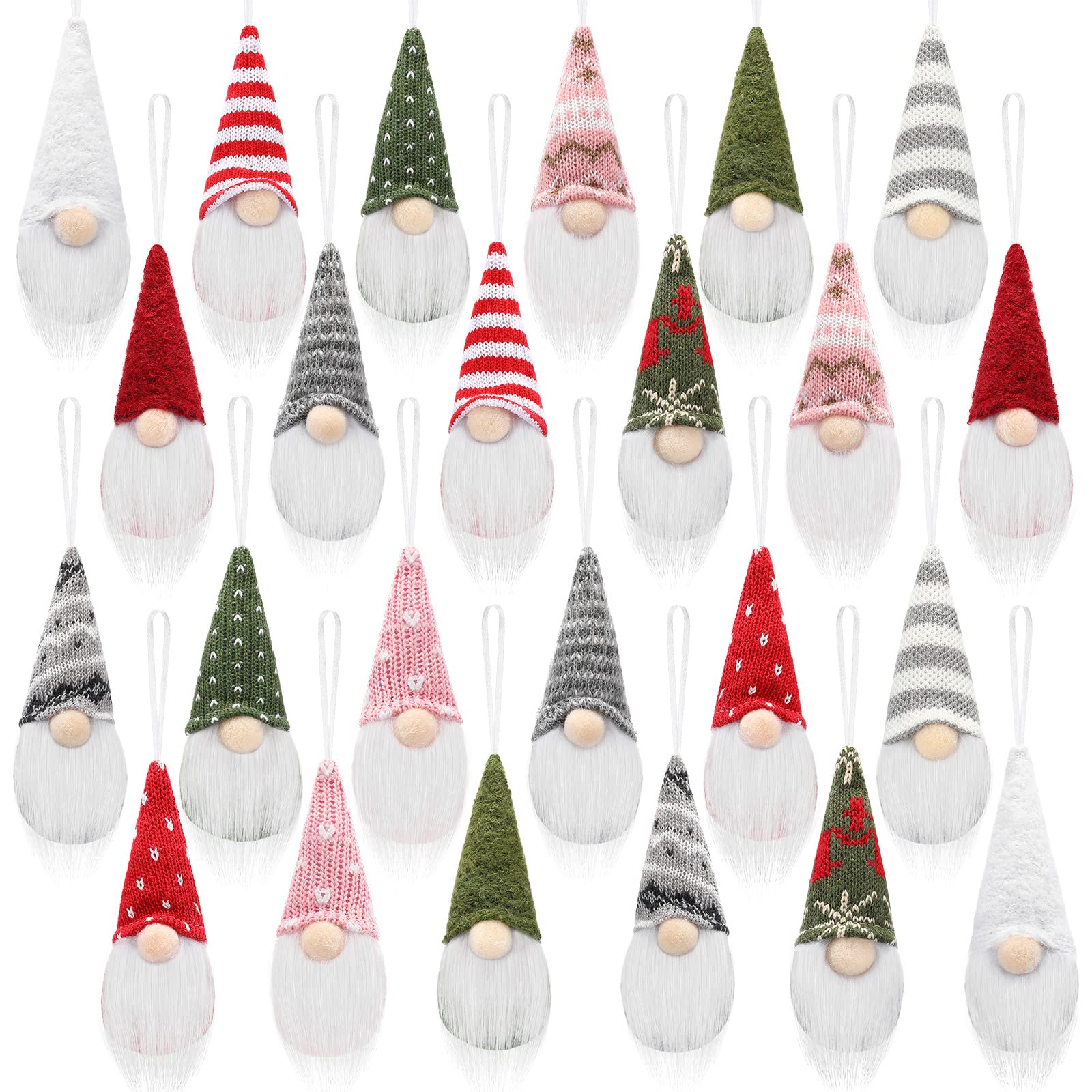 Amazon.com: 24 Pieces Christmas Tree Hanging Santa Gnomes Ornaments ...