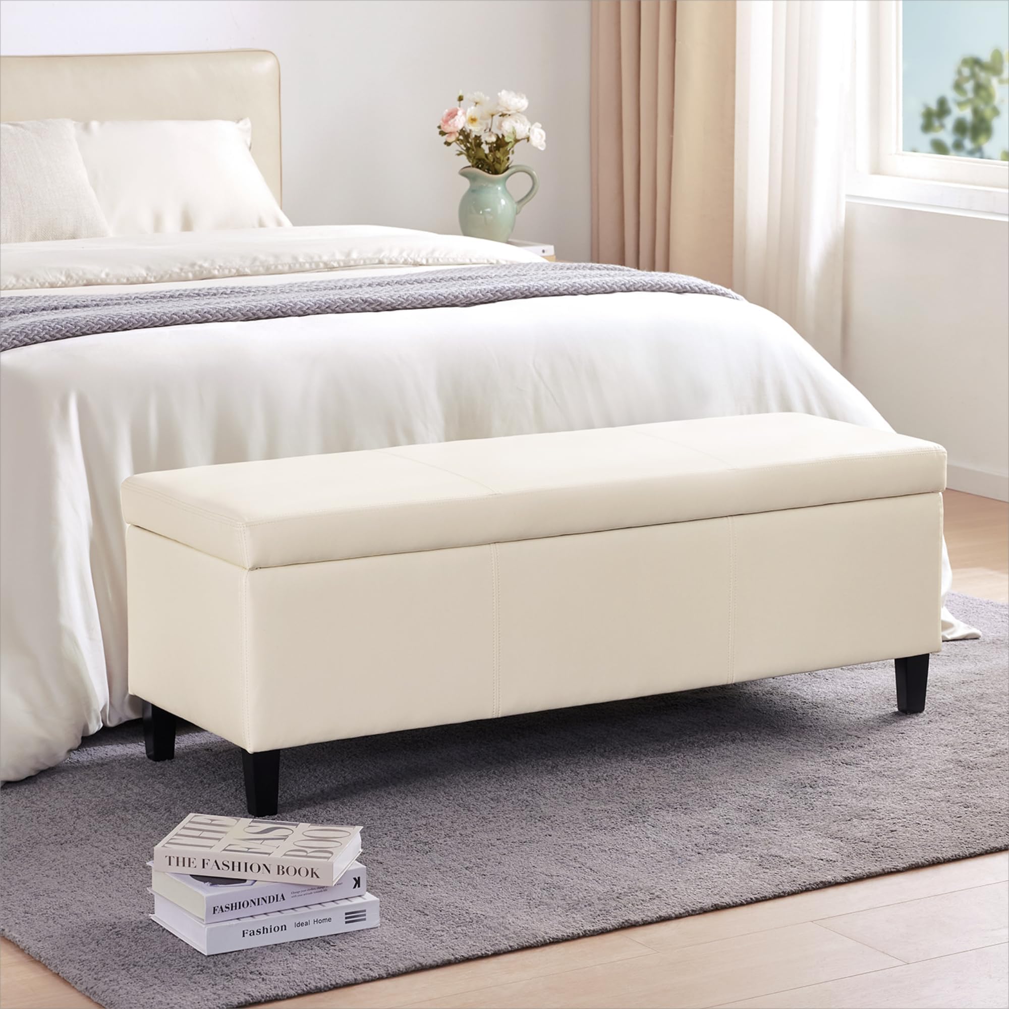 Amazon.com: HUIMO Faux Leather Storage Ottoman Bench 50.3 inch Extra ...