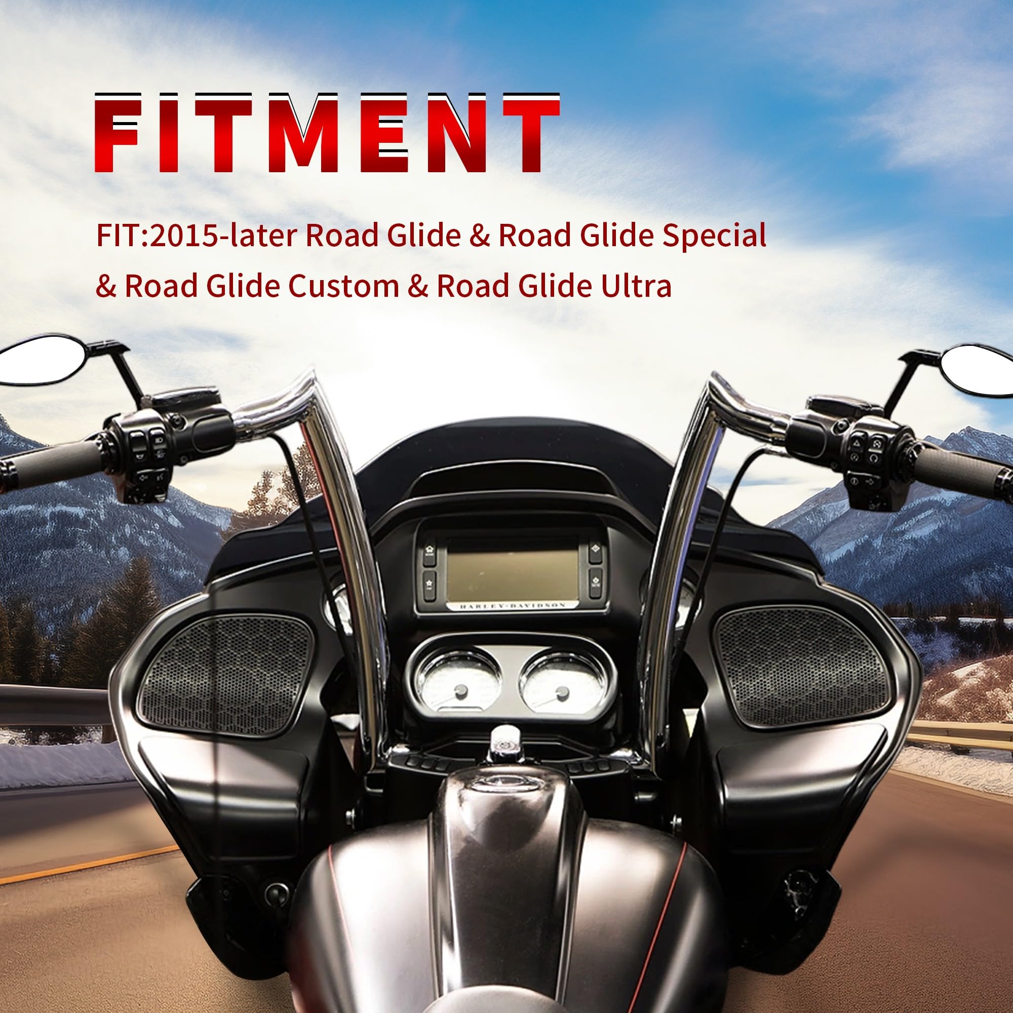 TIGERSGATE 10" Road Glide Ape Hanger Handlebar 1-1/4 inch Fat Meathook ...