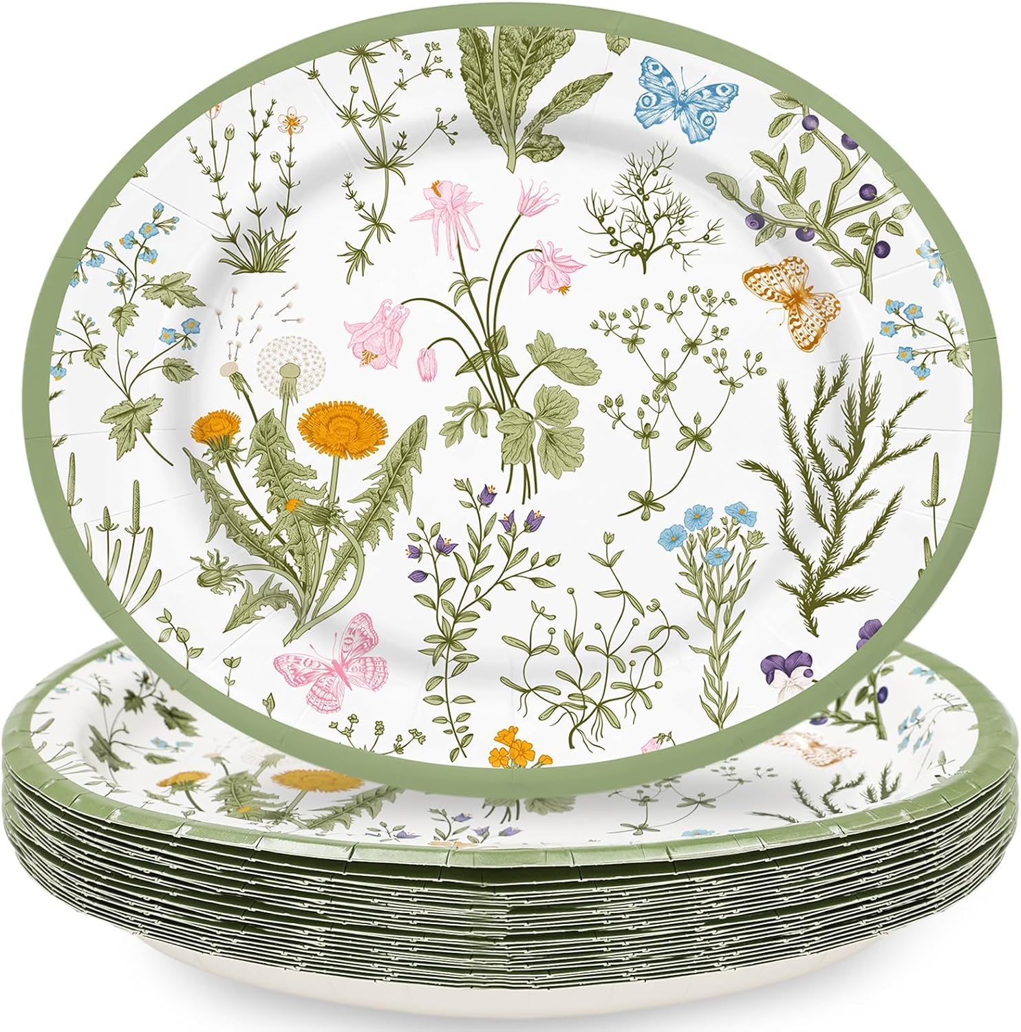 Amazon.com: Generic AnyDesign Spring Paper Plates Oval Wildflower ...