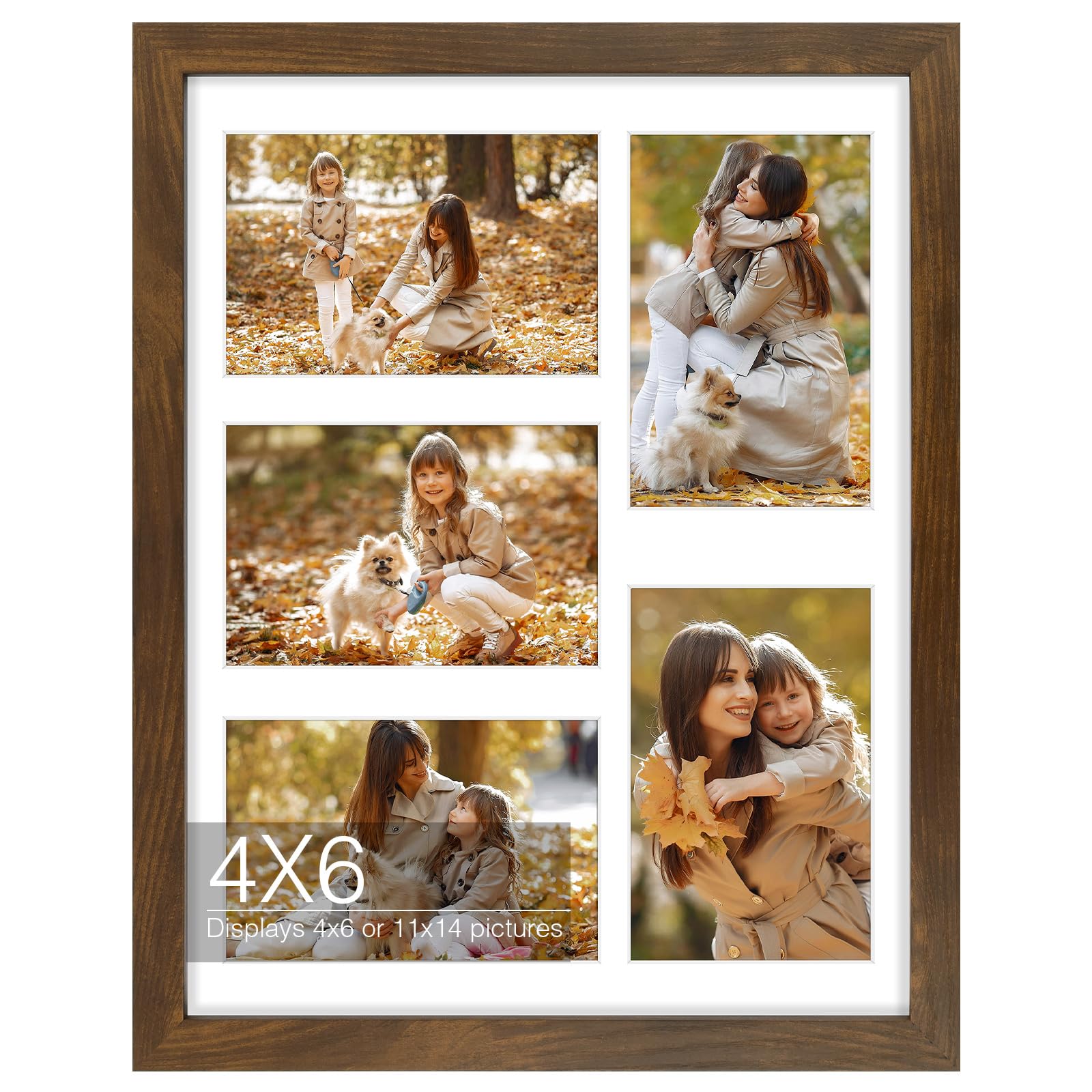 Amazon.com - Golden State Art, 4x6 Multi Picture Frame, Brown Solid ...