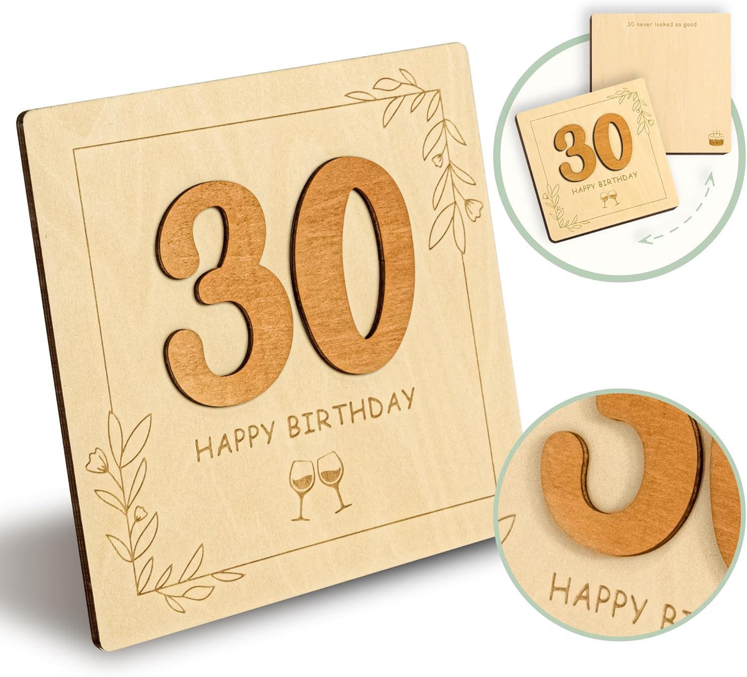 Amazon.com: WOODAMORE Happy 30th Birthday Card for Her Him - 30 Year ...