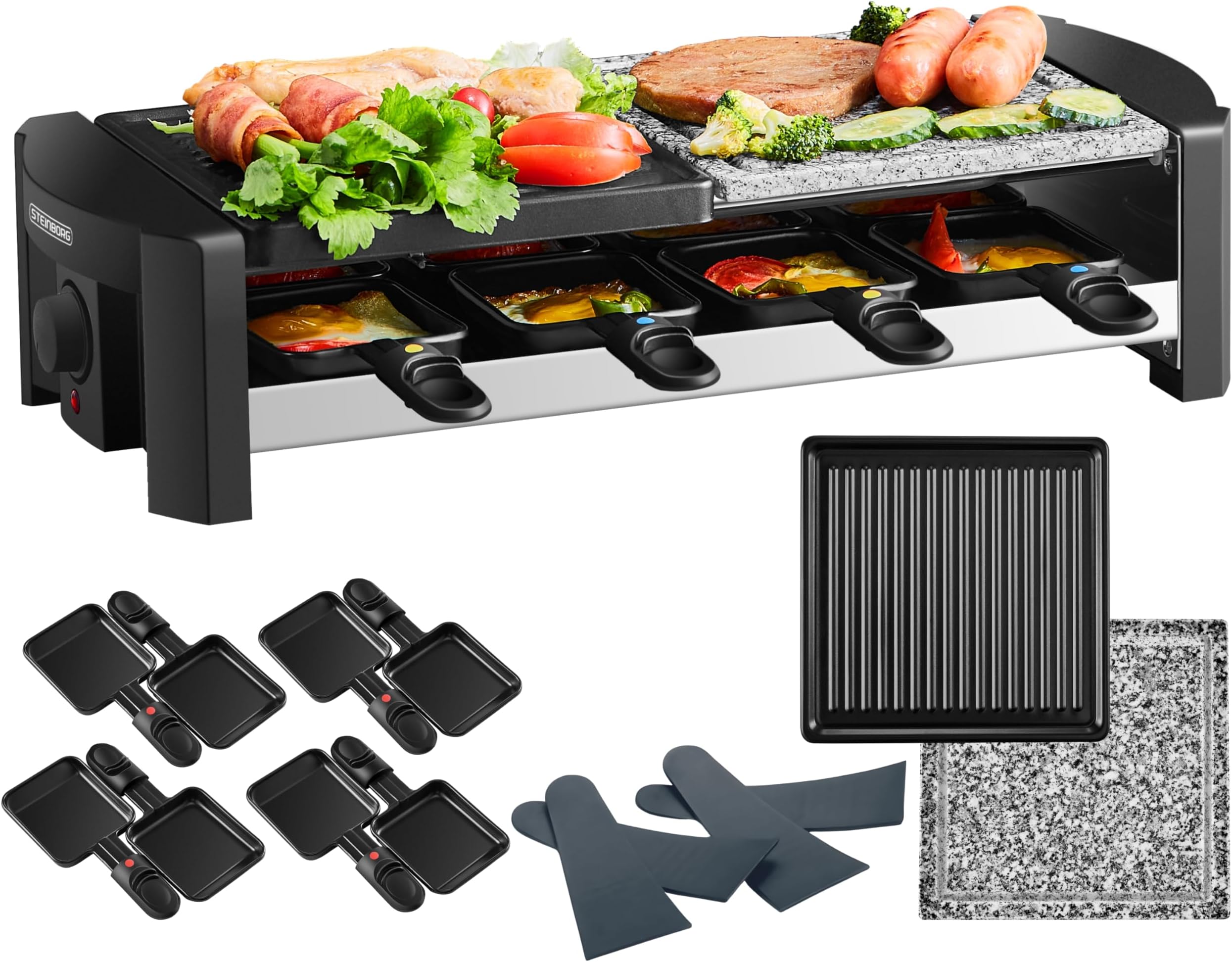 Amazon.de: Syntrox Germany Edelstahl Design Raclette Uri mit Grill und ...