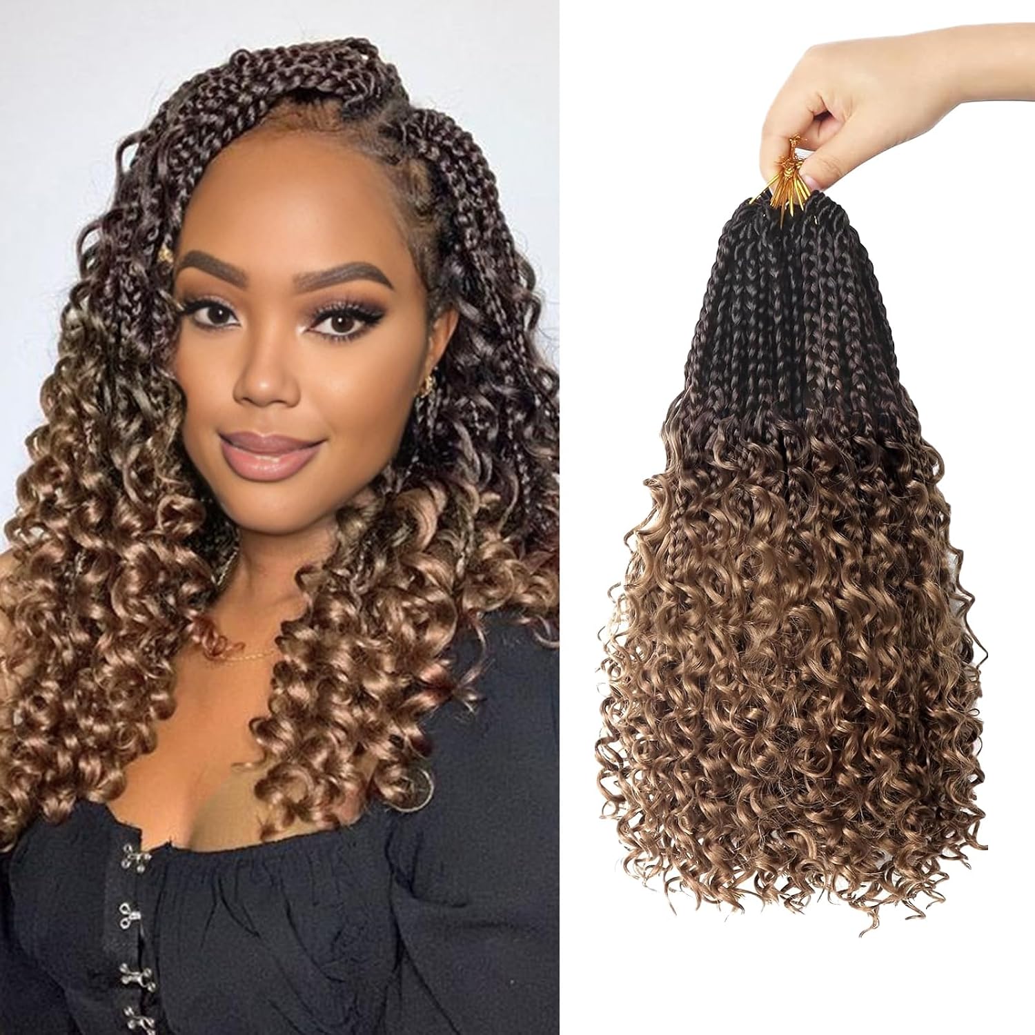 Amazon.com : Goddess Box Braids Crochet Hair 1B 12 Inch Boho Crochet ...