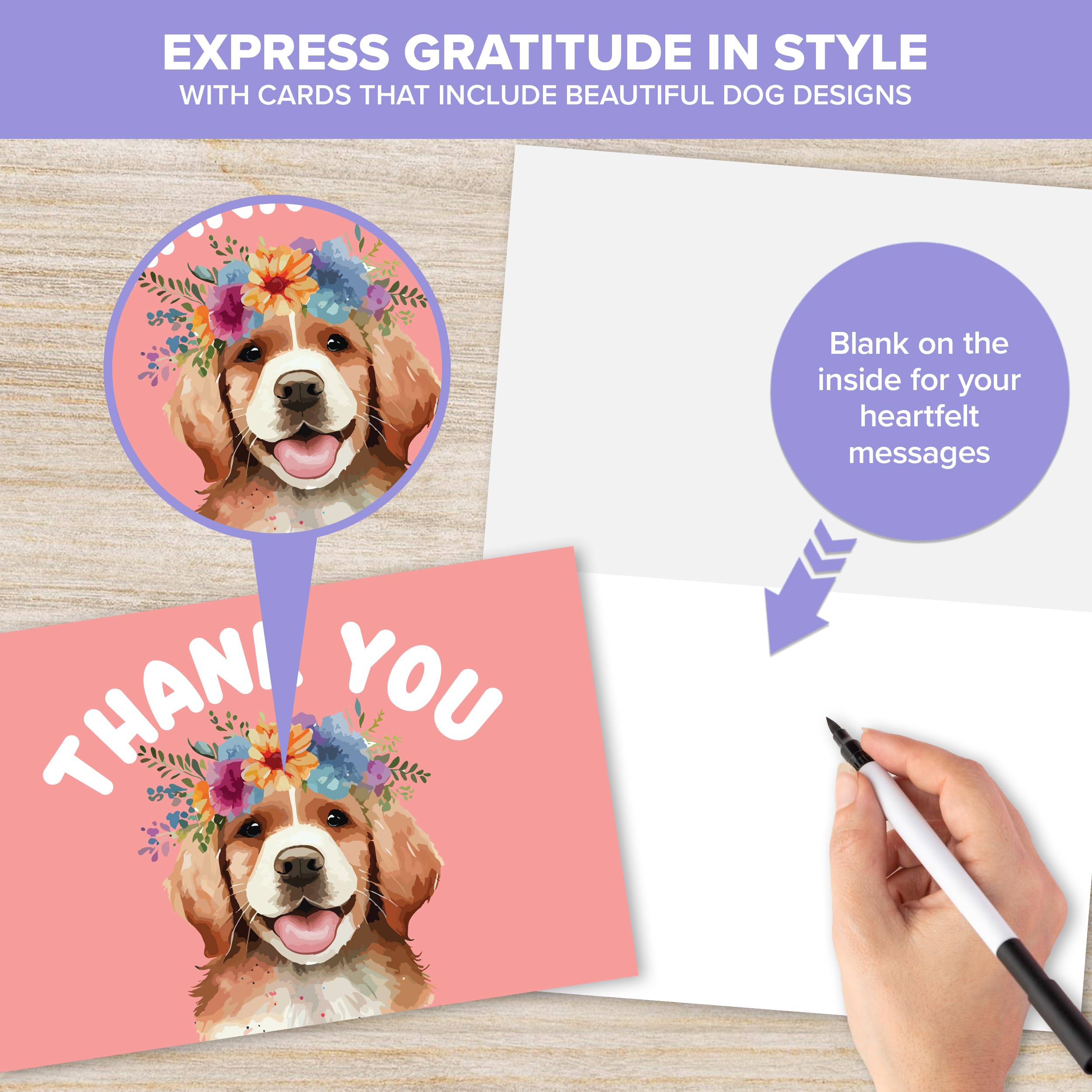Snapklik.com : Decorably 24 Pack 6x4in Dog Thank You Cards