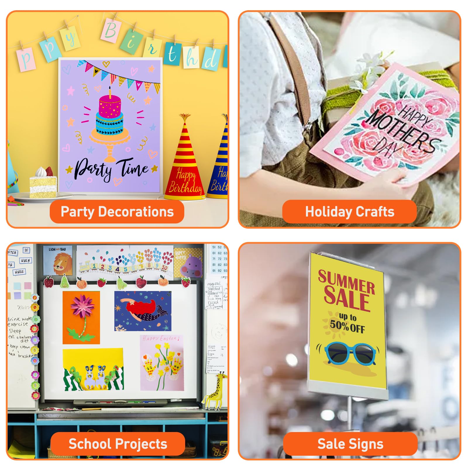 Snapklik.com : 15 Pcs 13.5" X 17.1" Poster Board Paper Assorted Colored ...