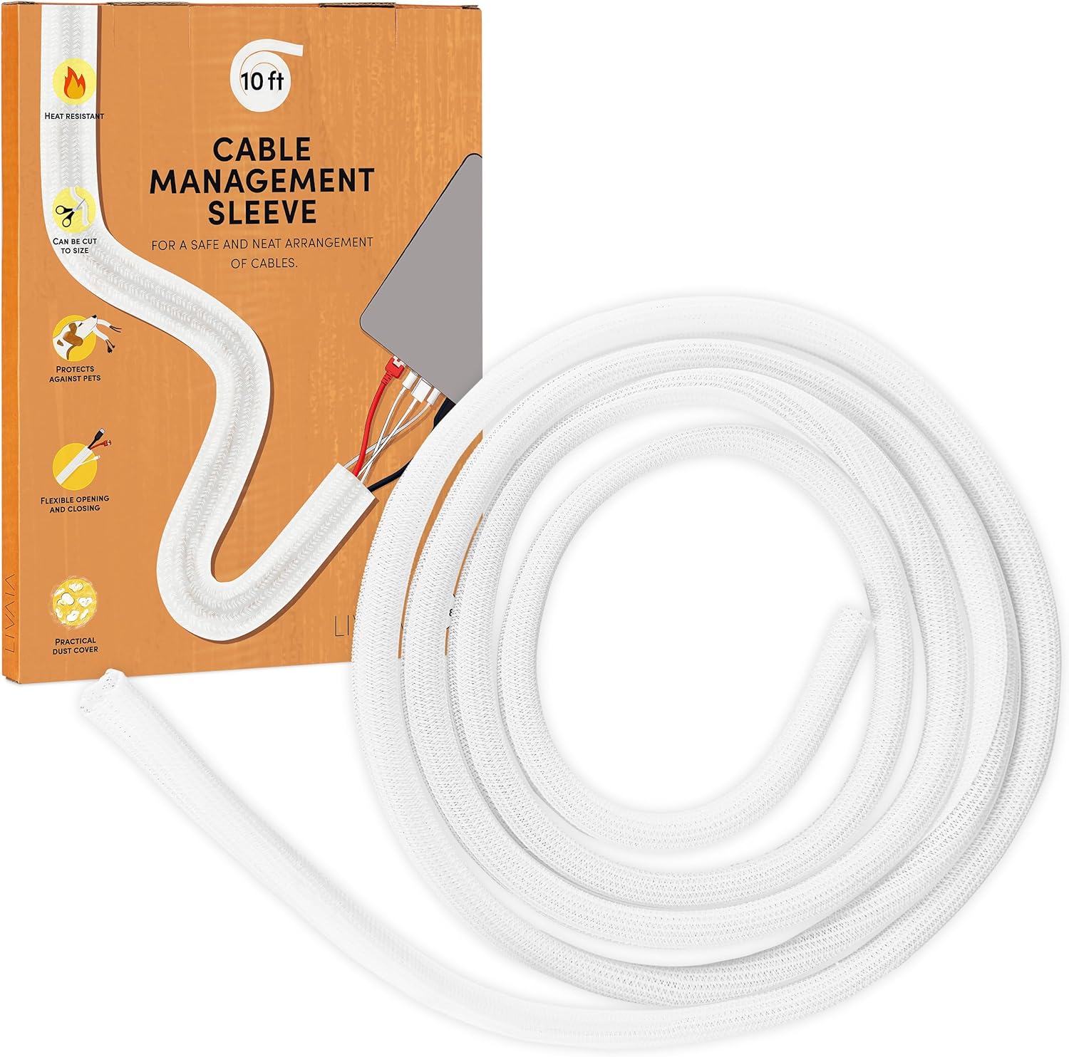 Amazon.com: Cable Sleeve : self-Closing White Cable Tidy Sleeve for ...