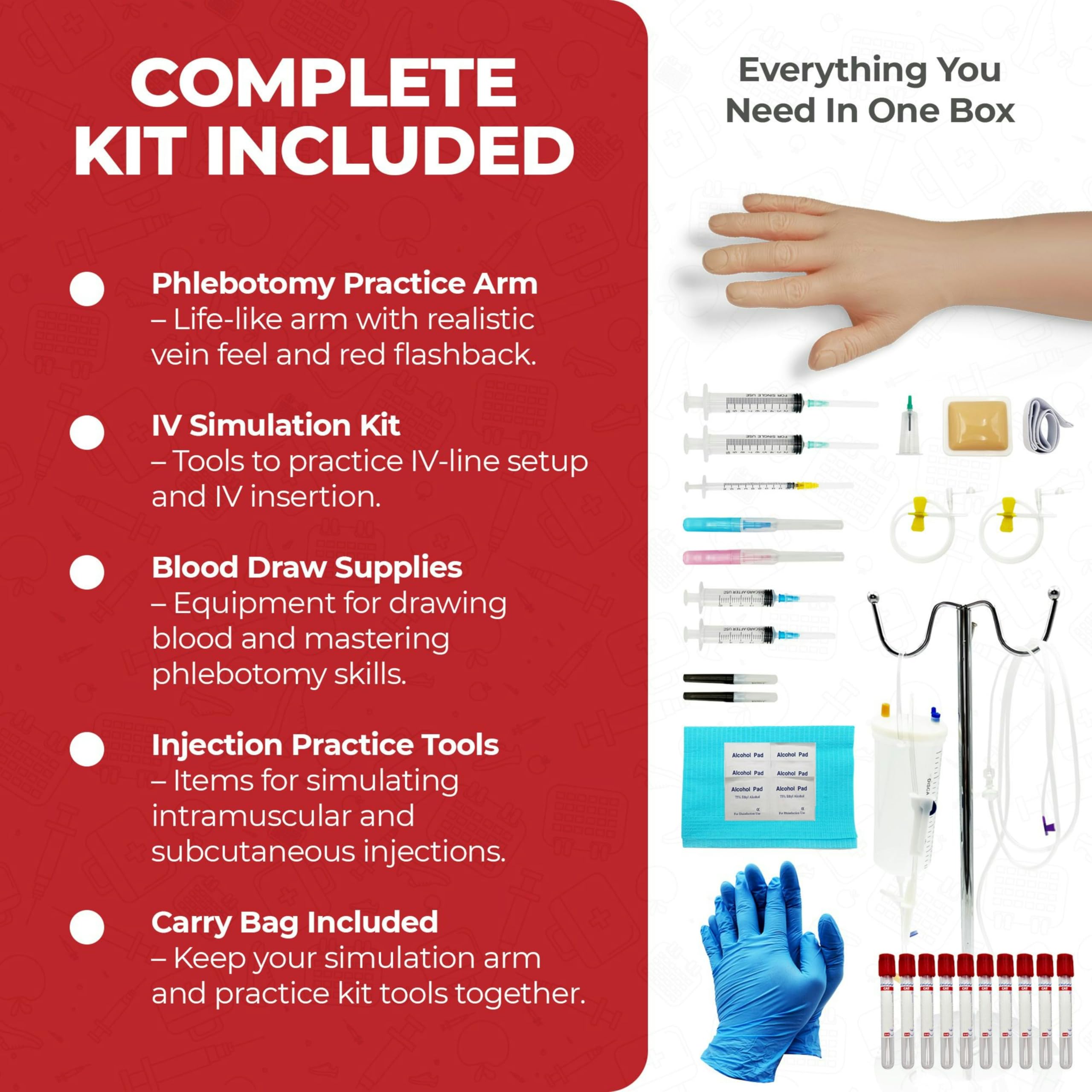 Medical Training Arm With IV Practice Supplies Phlebotomy Practice Kit ...
